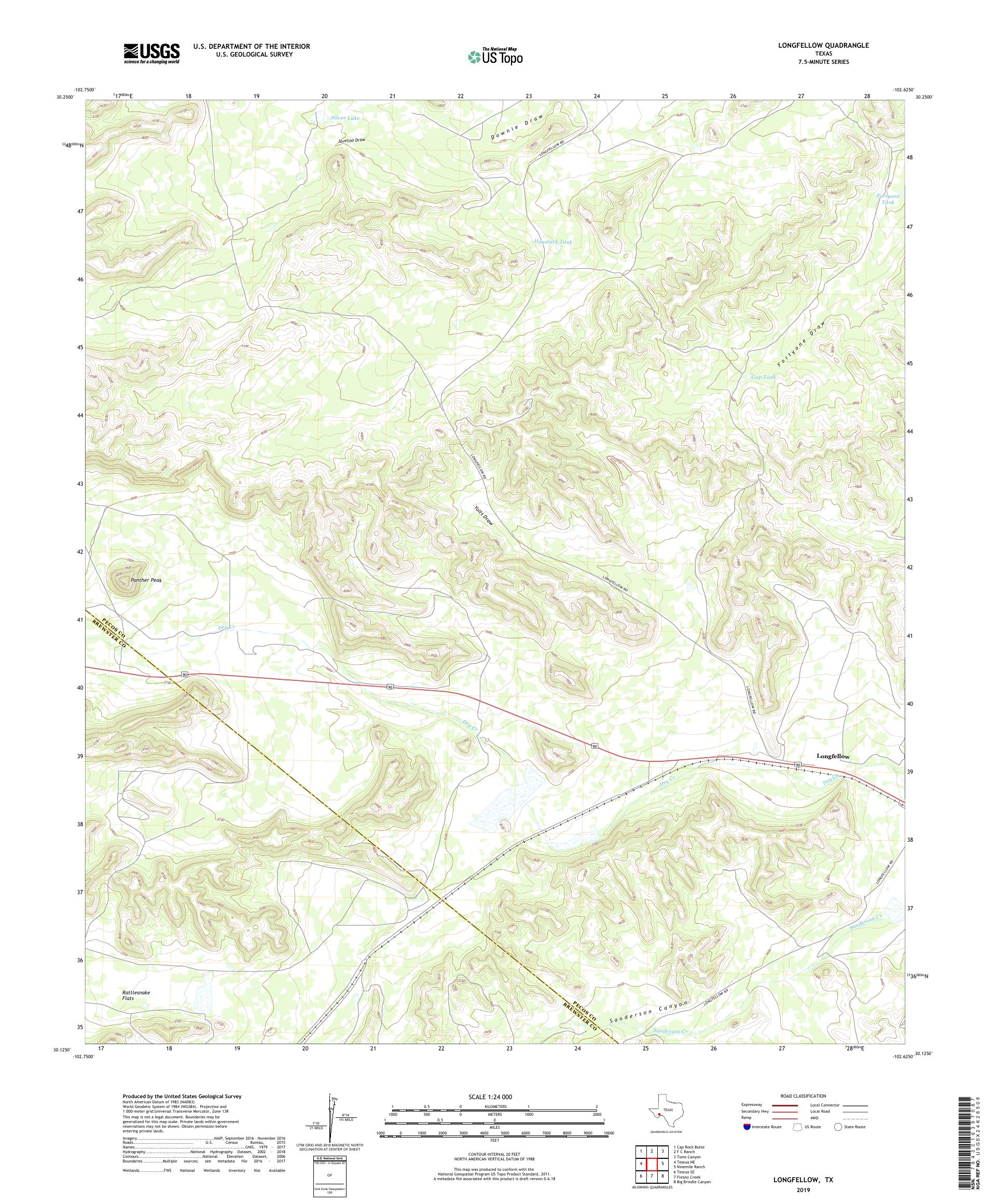 Longfellow Texas US Topo Map – MyTopo Map Store