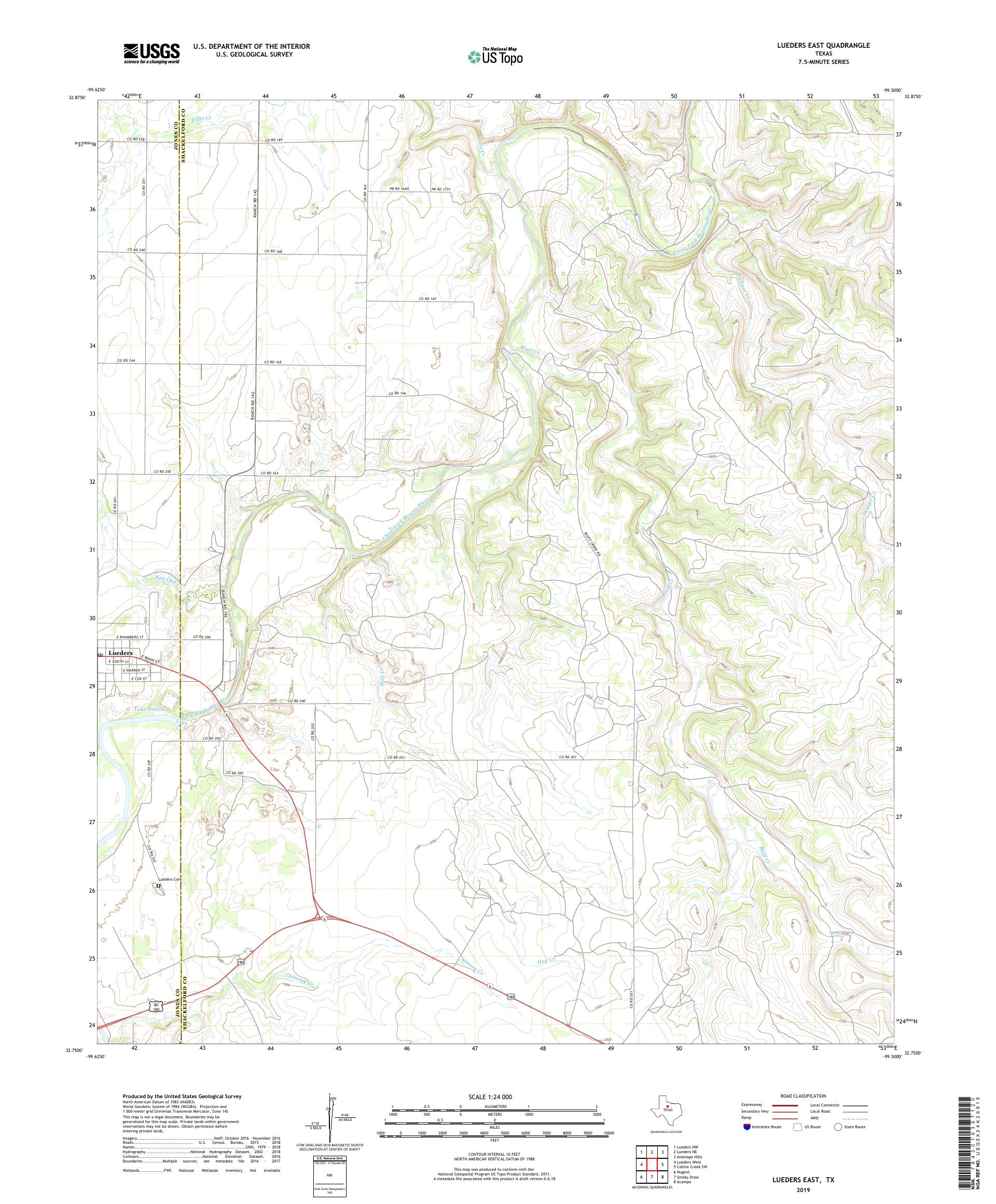 Lueders East Texas US Topo Map – MyTopo Map Store