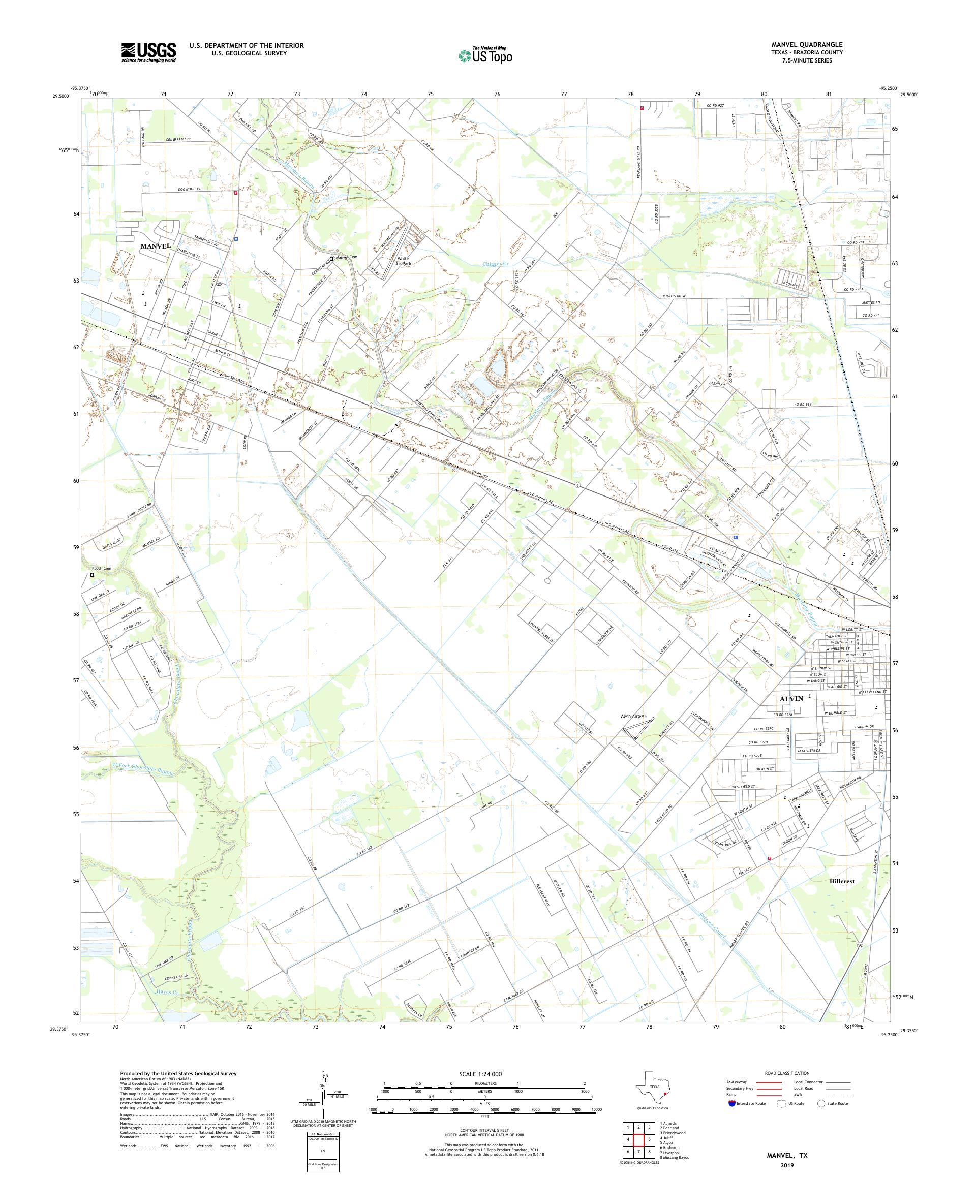 Manvel Texas US Topo Map – MyTopo Map Store