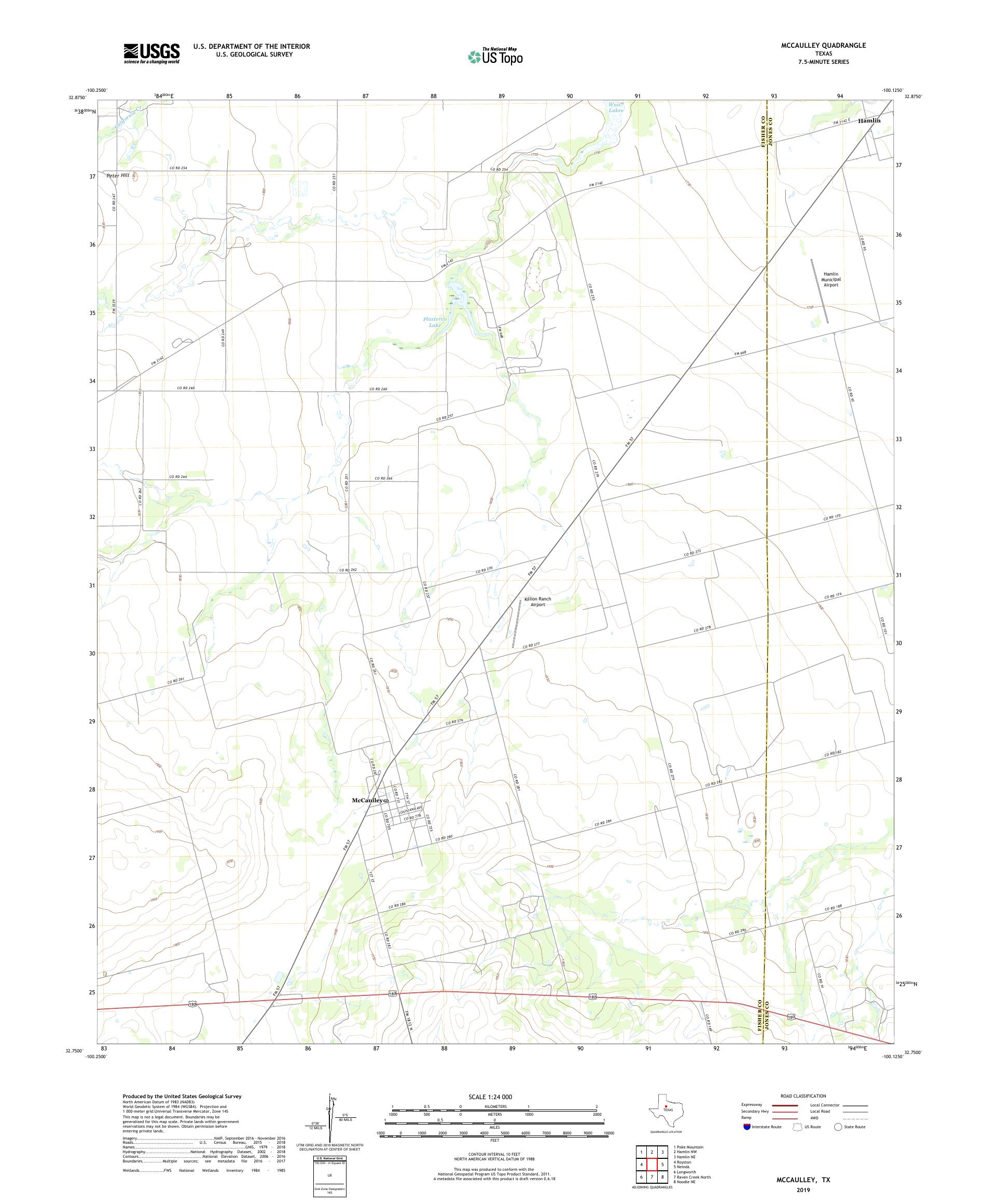 McCaulley Texas US Topo Map – MyTopo Map Store