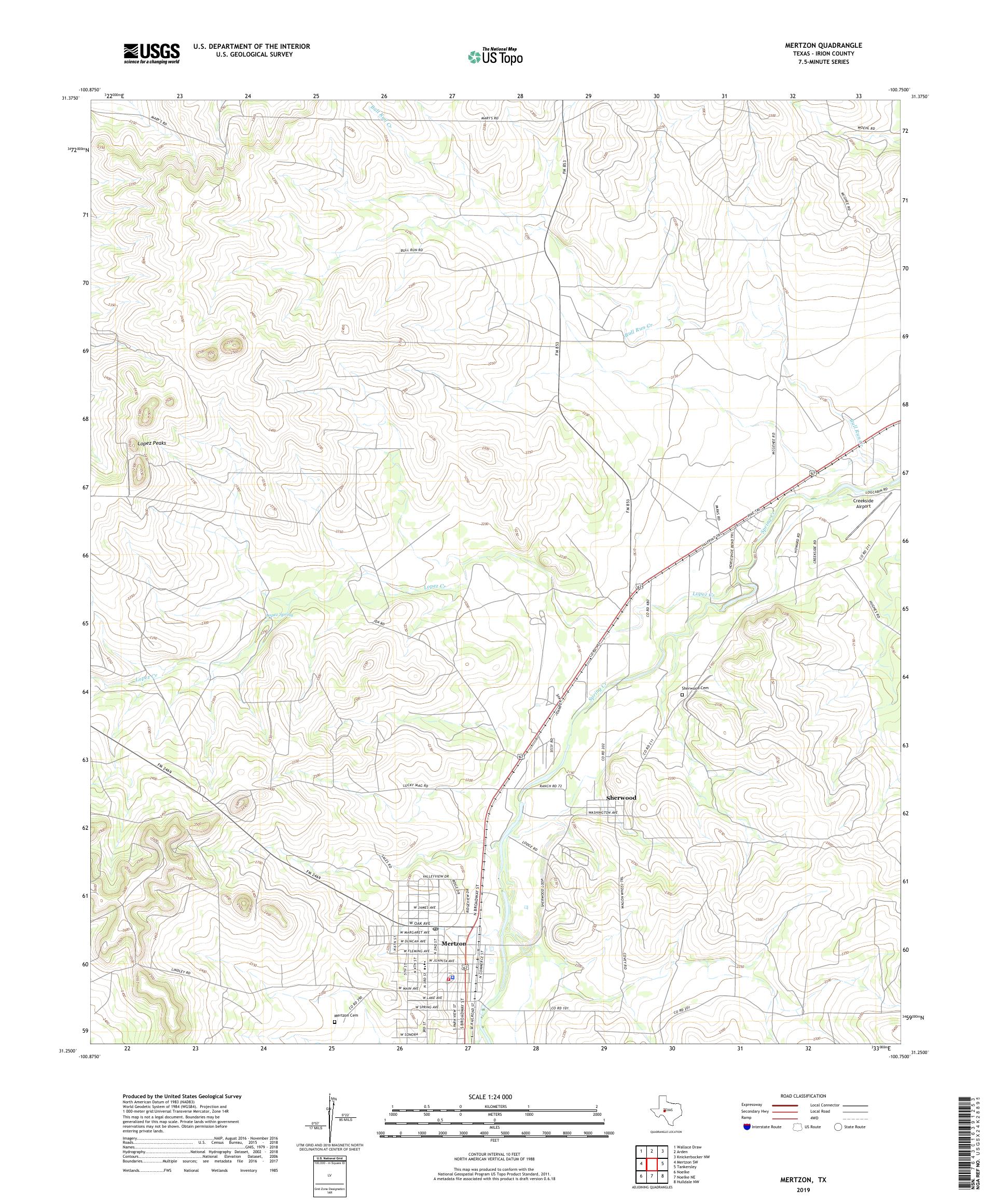 Mertzon Texas US Topo Map – MyTopo Map Store