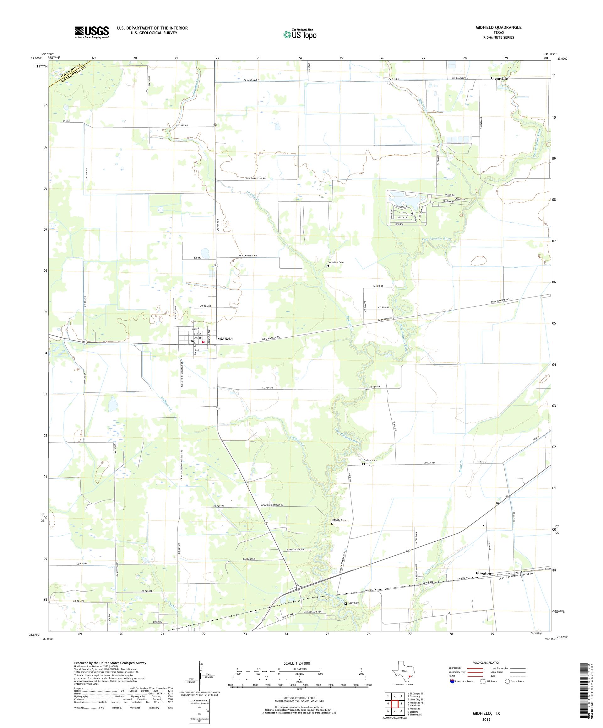 Midfield Texas US Topo Map – MyTopo Map Store
