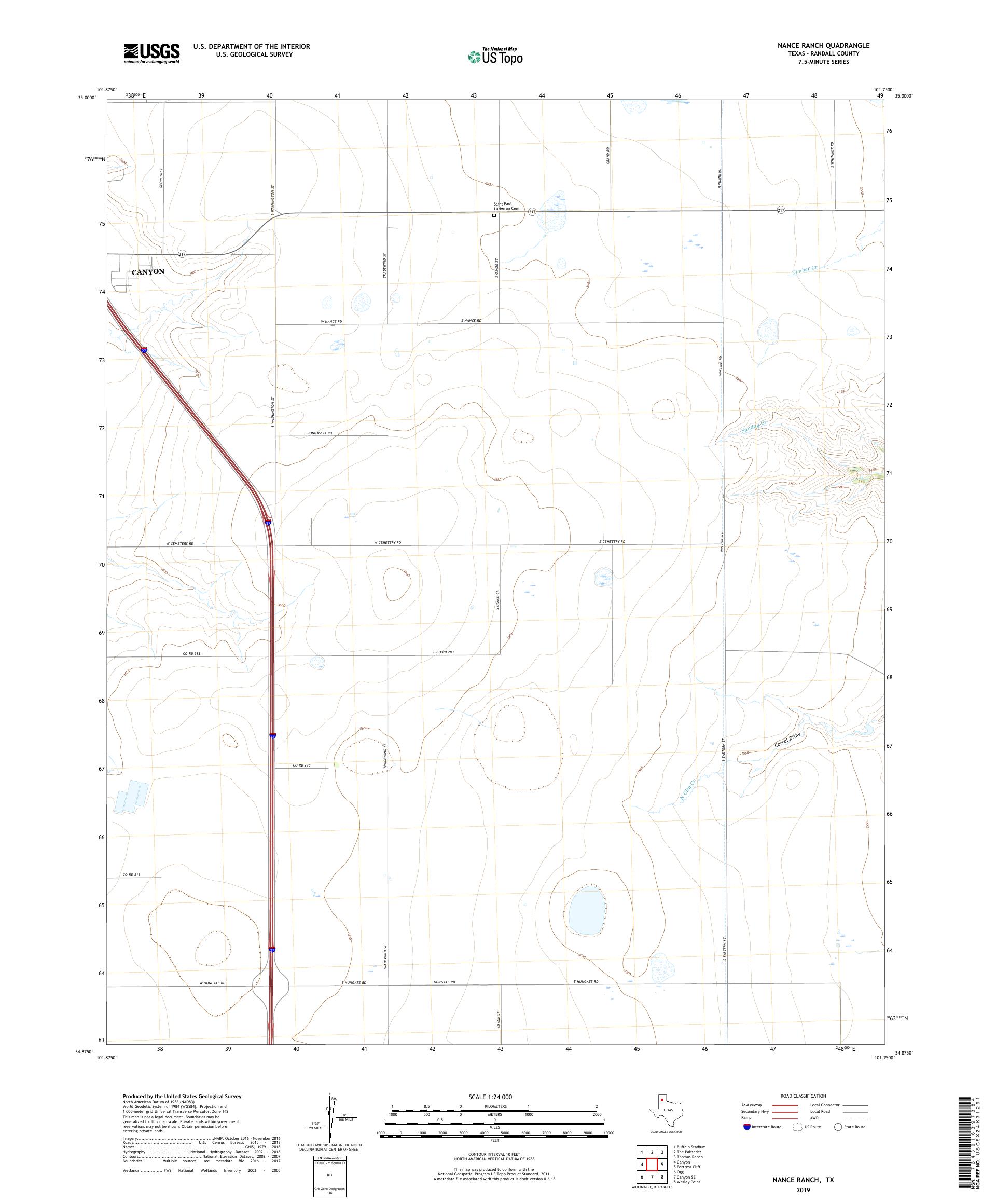 Nance Ranch Texas US Topo Map – MyTopo Map Store