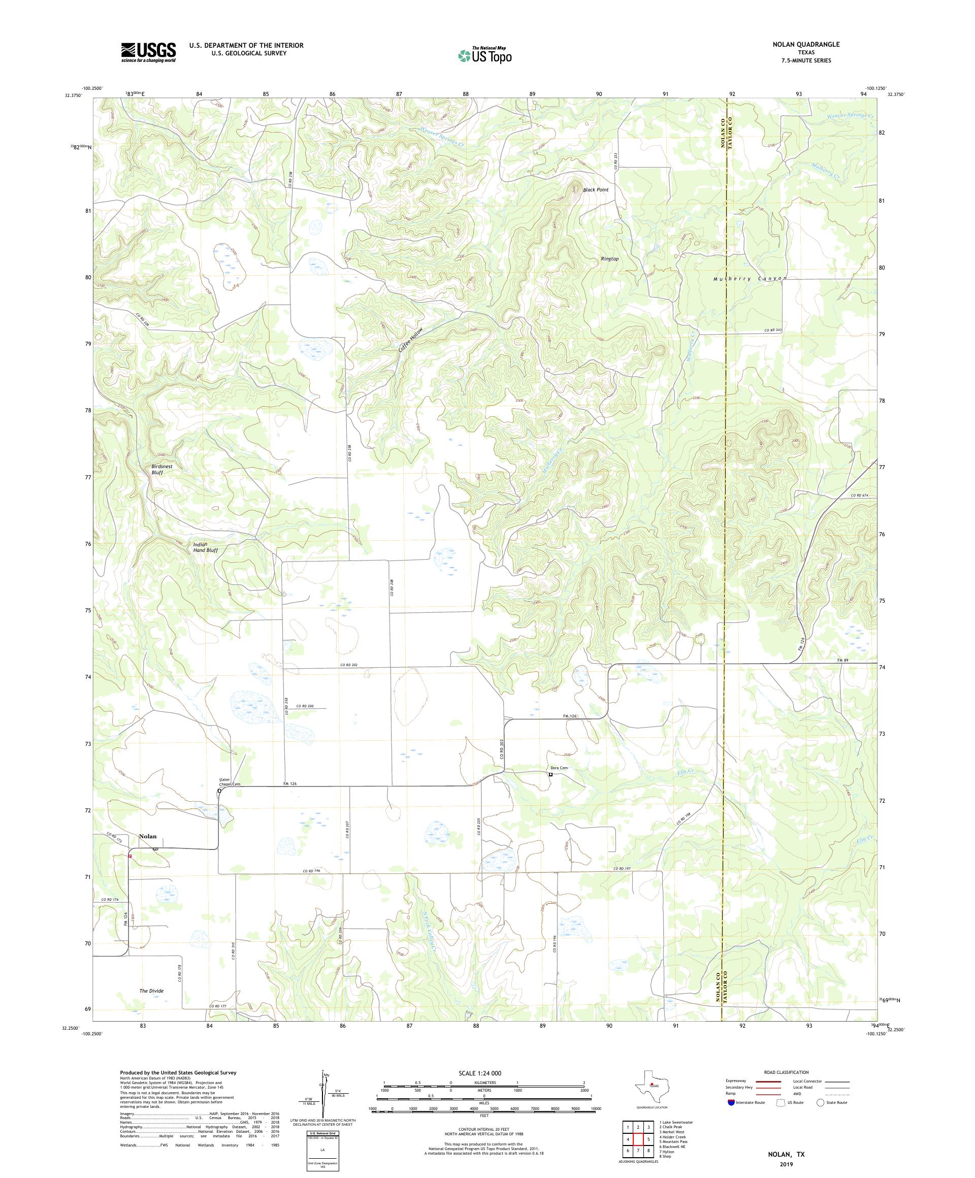 Nolan Texas US Topo Map – MyTopo Map Store