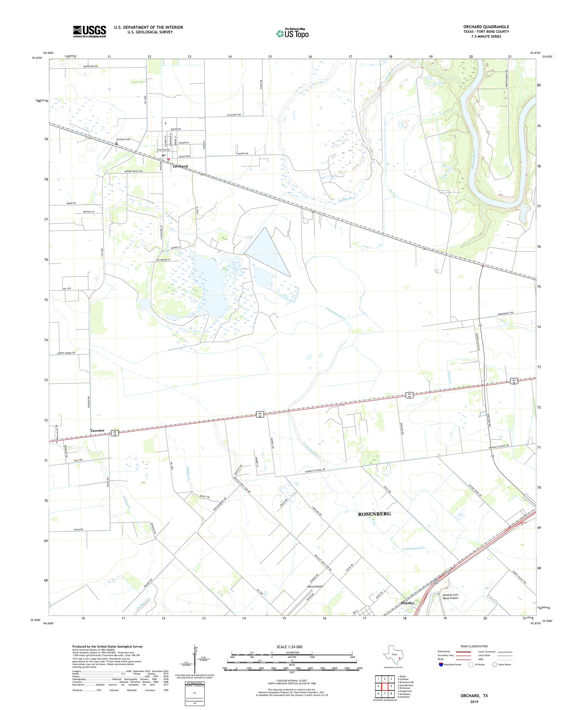 Orchard Texas US Topo Map – MyTopo Map Store