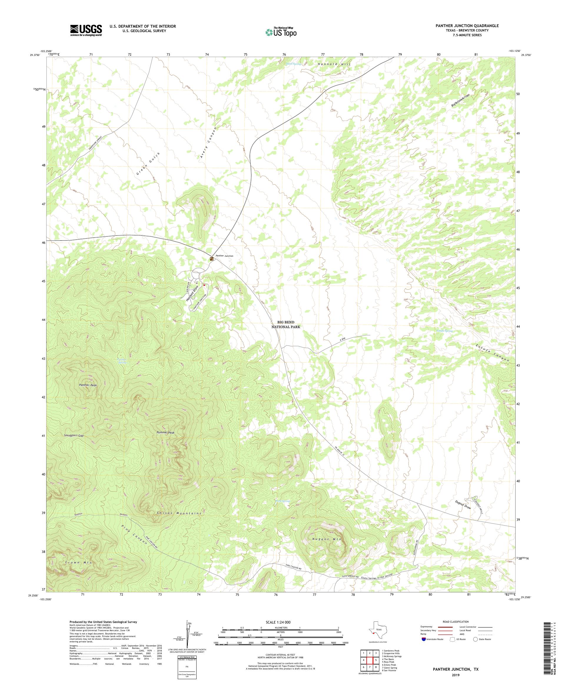 Panther Junction Texas US Topo Map – MyTopo Map Store