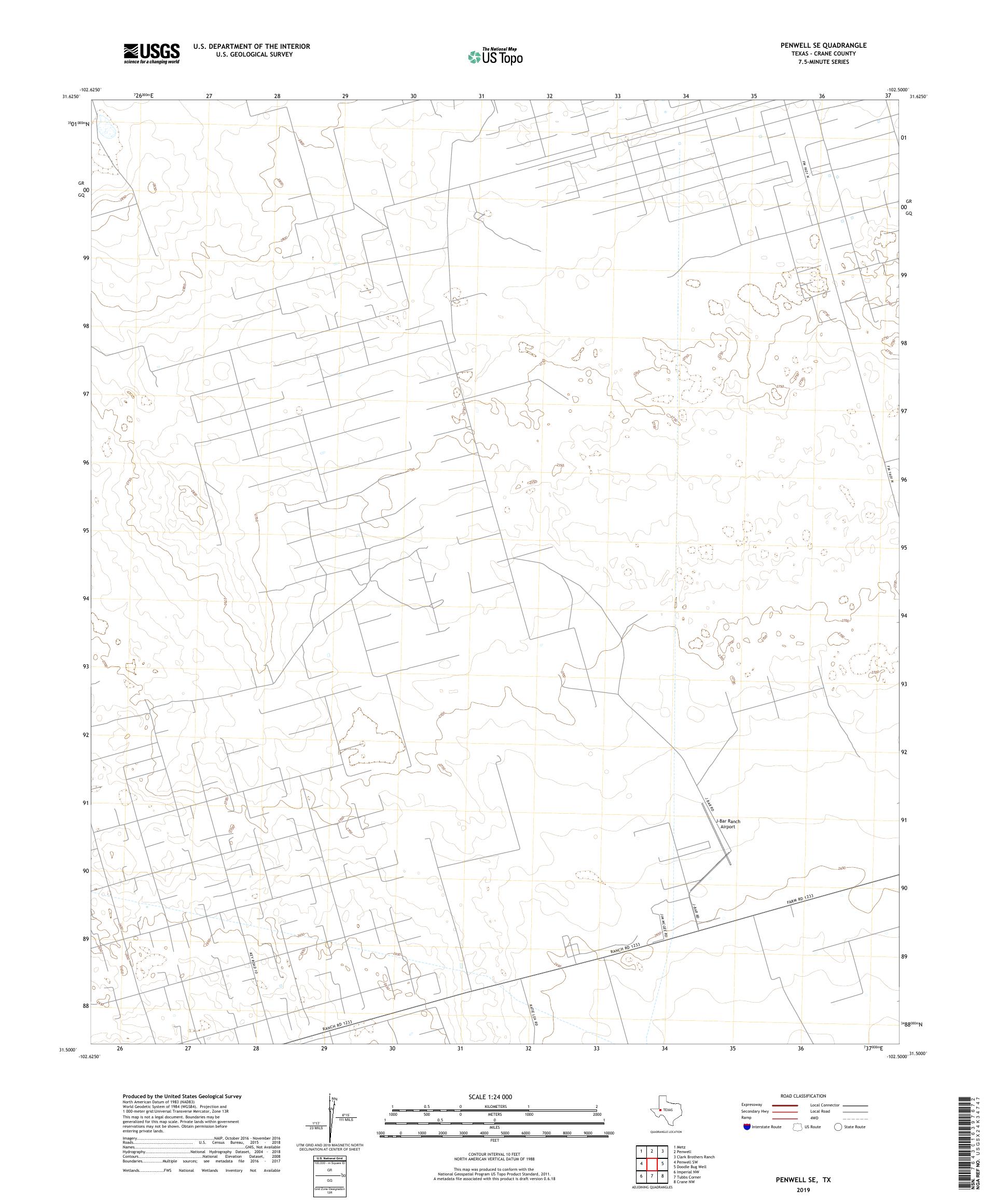 Penwell SE Texas US Topo Map – MyTopo Map Store
