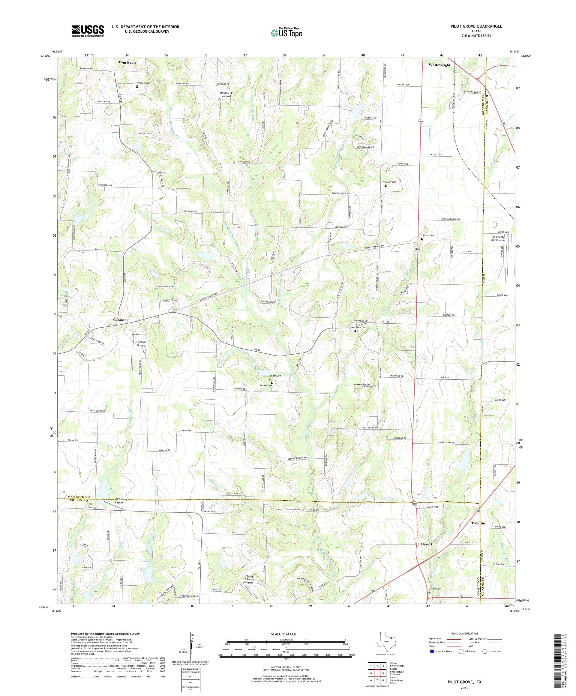 Pilot Grove Texas US Topo Map – MyTopo Map Store