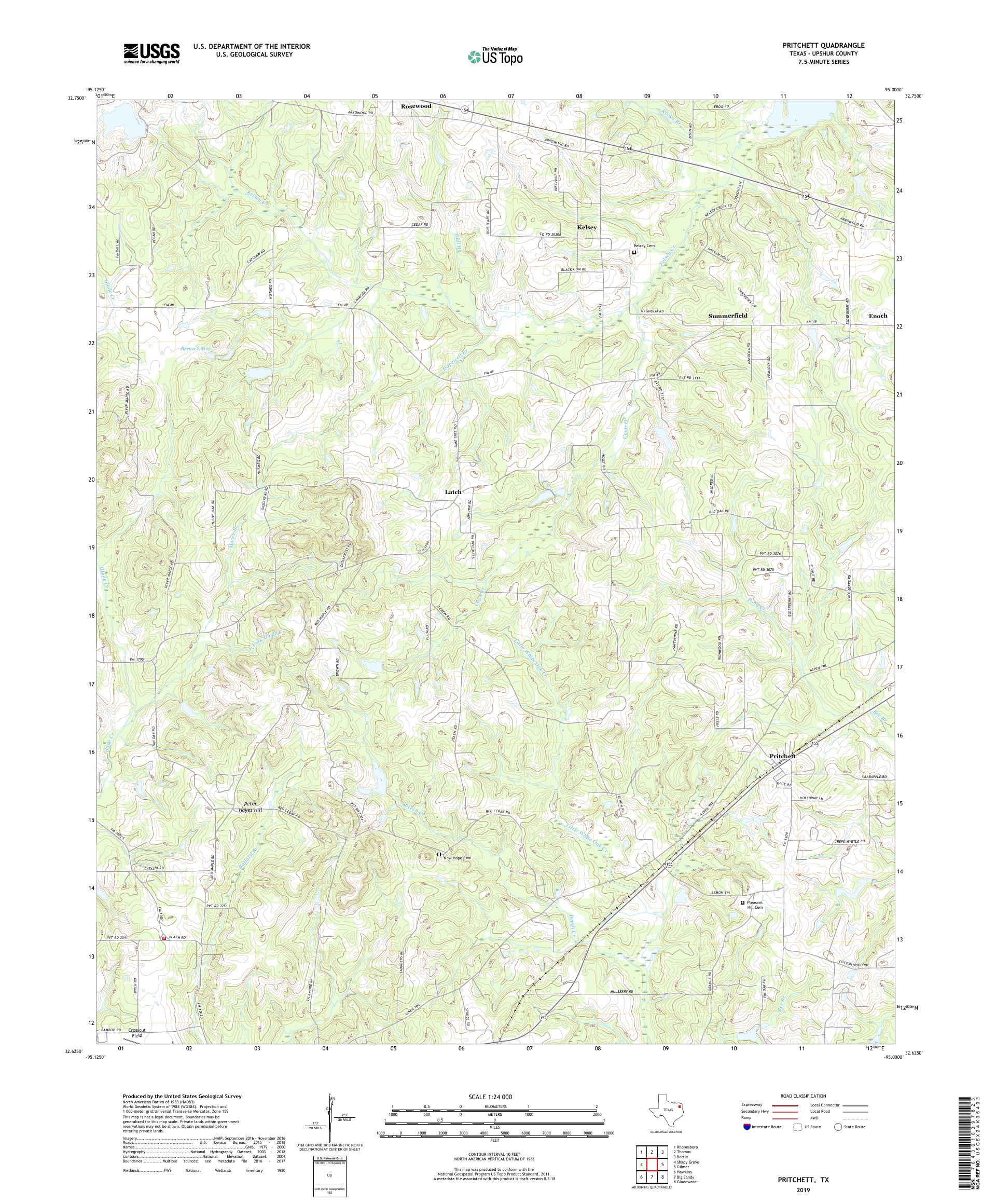 Pritchett Texas US Topo Map – MyTopo Map Store