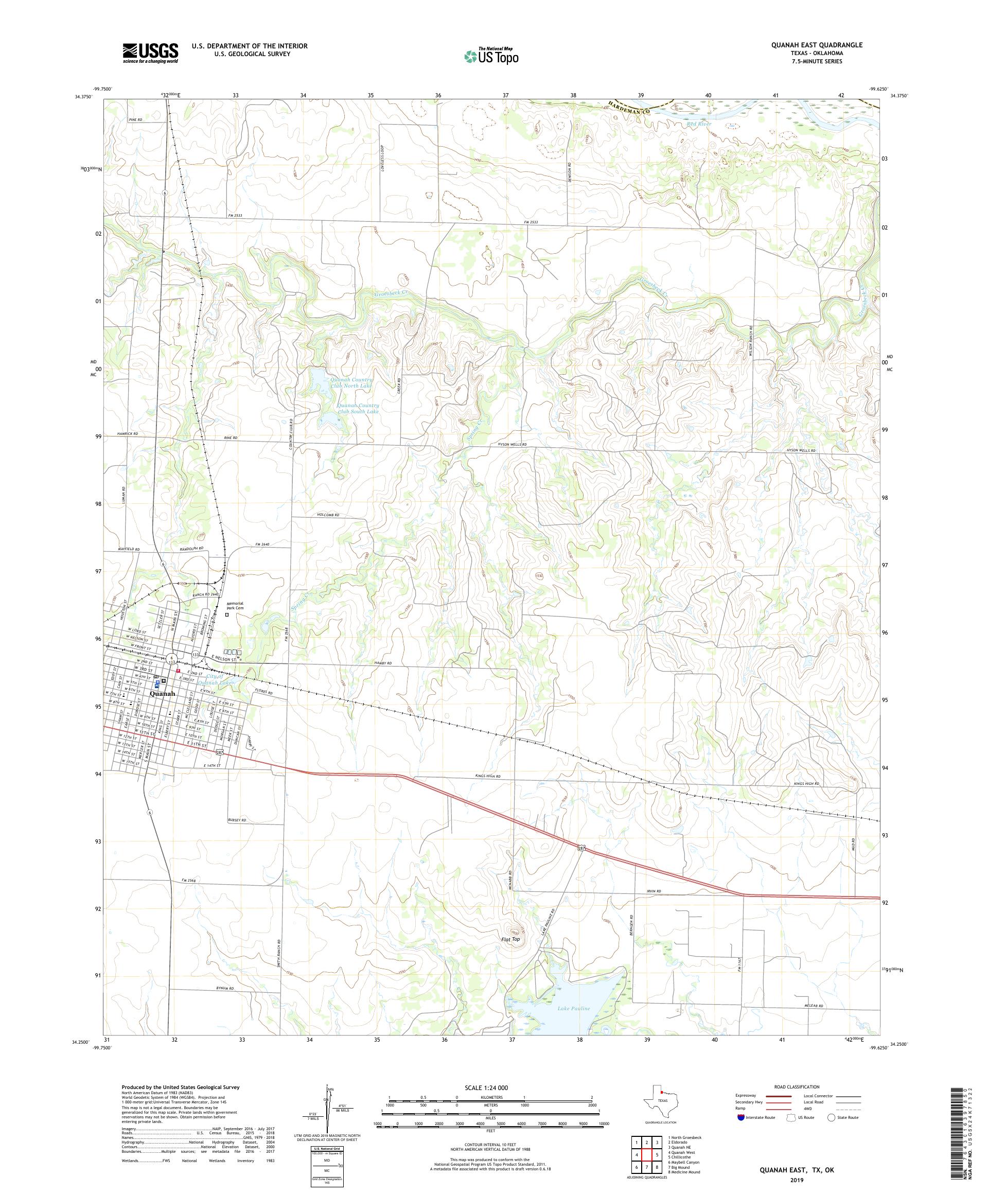 Quanah East Texas US Topo Map – MyTopo Map Store