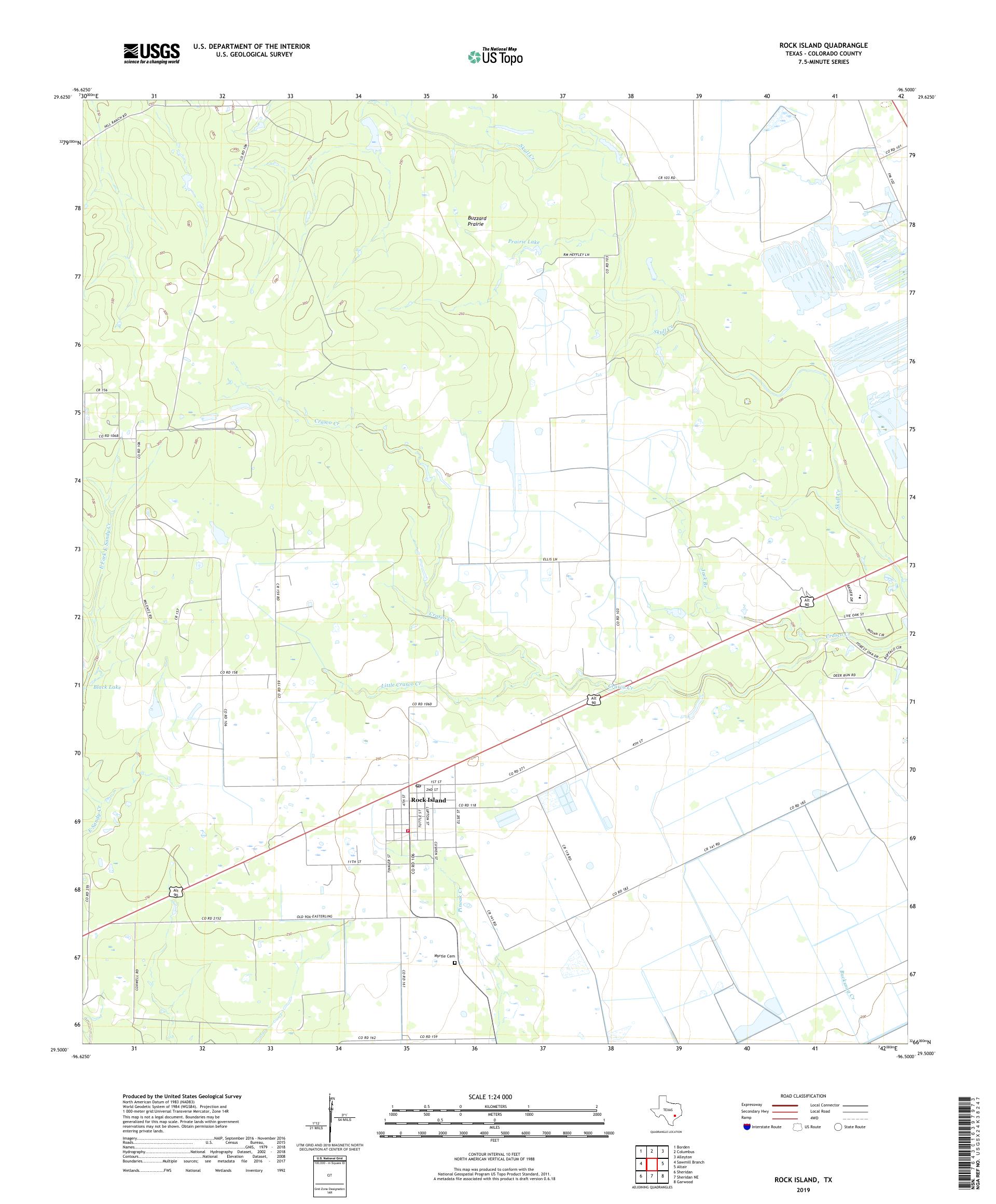 Rock Island Texas US Topo Map – MyTopo Map Store