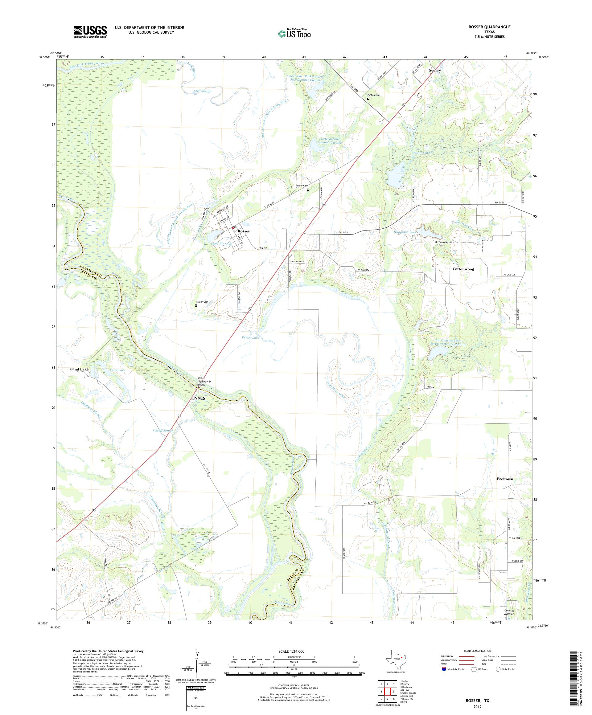 Rosser Texas US Topo Map – MyTopo Map Store