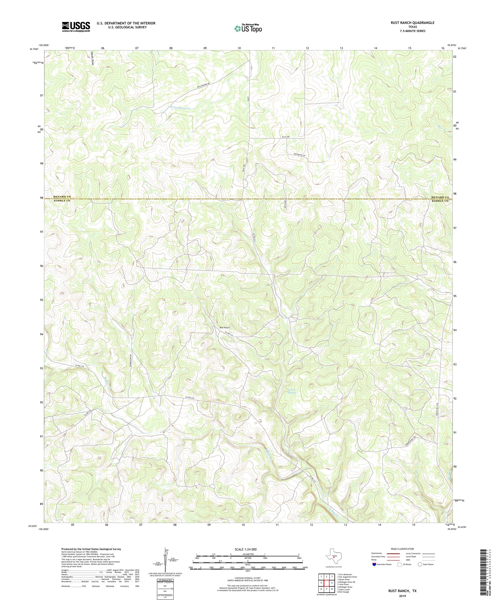 Rust Ranch Texas US Topo Map – MyTopo Map Store