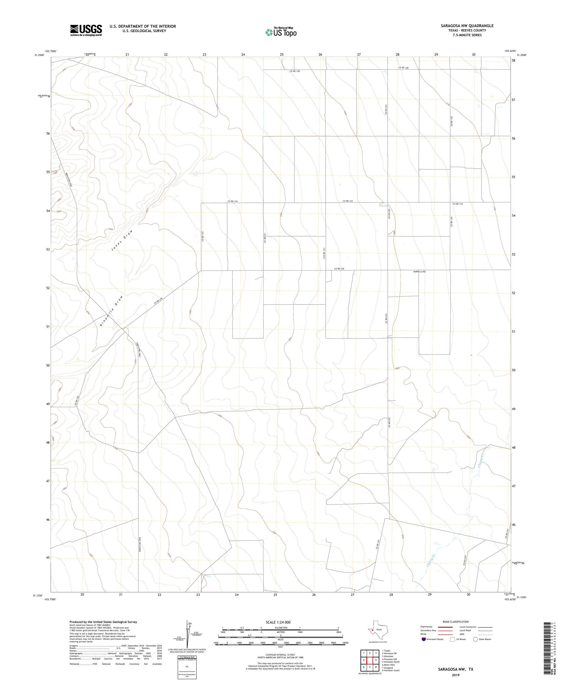 Saragosa NW Texas US Topo Map – MyTopo Map Store