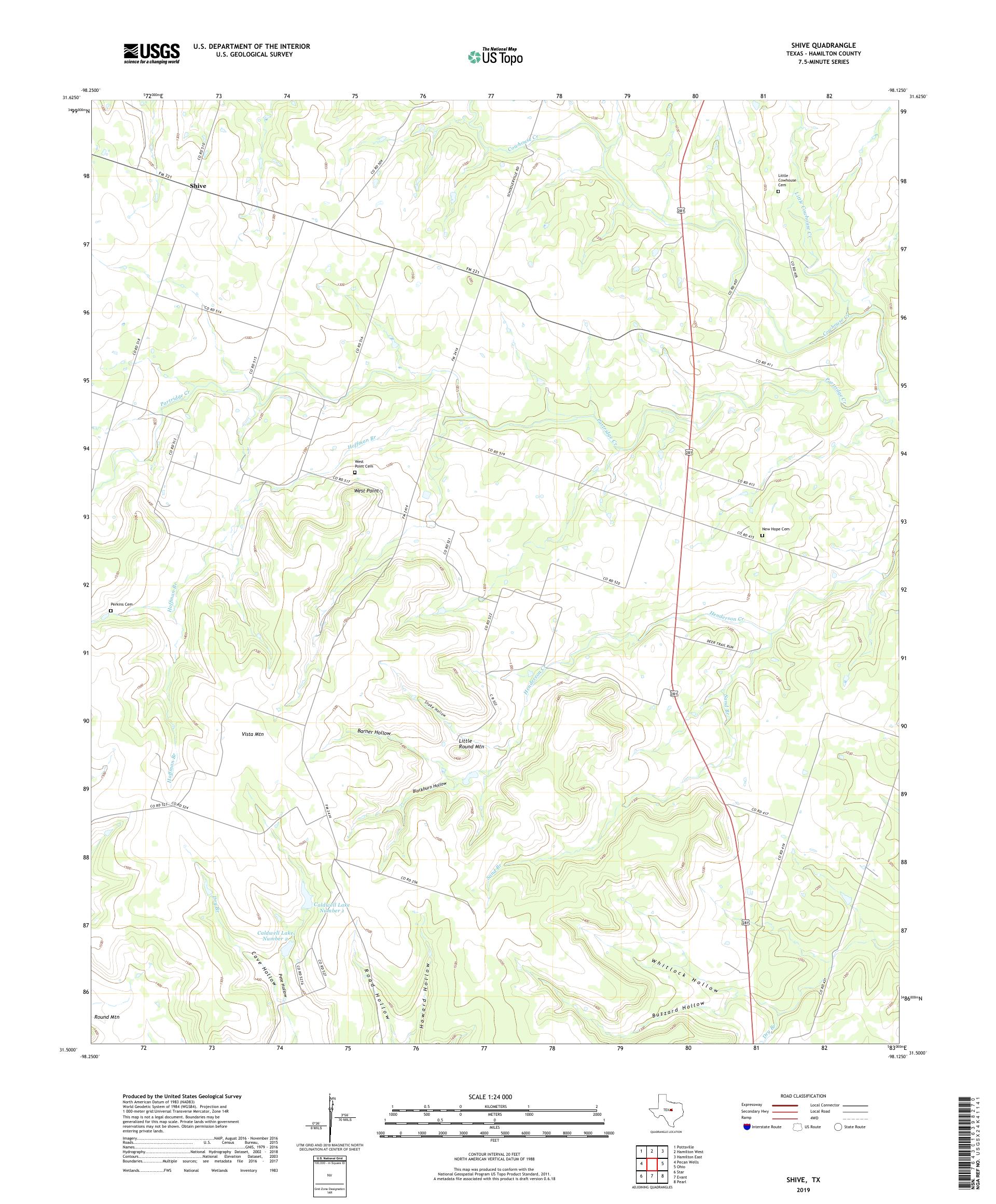 Shive Texas US Topo Map – MyTopo Map Store