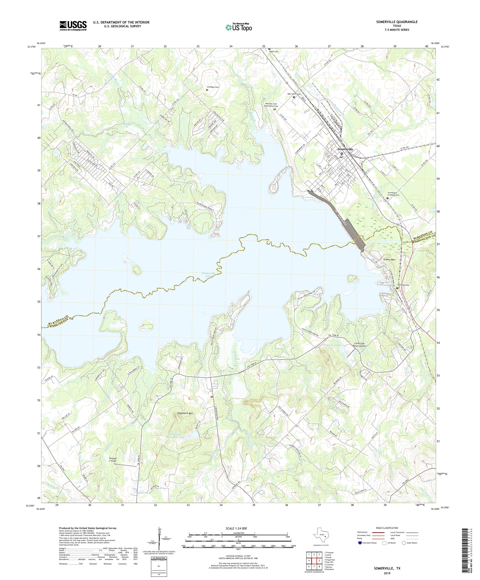 Somerville Texas US Topo Map – MyTopo Map Store