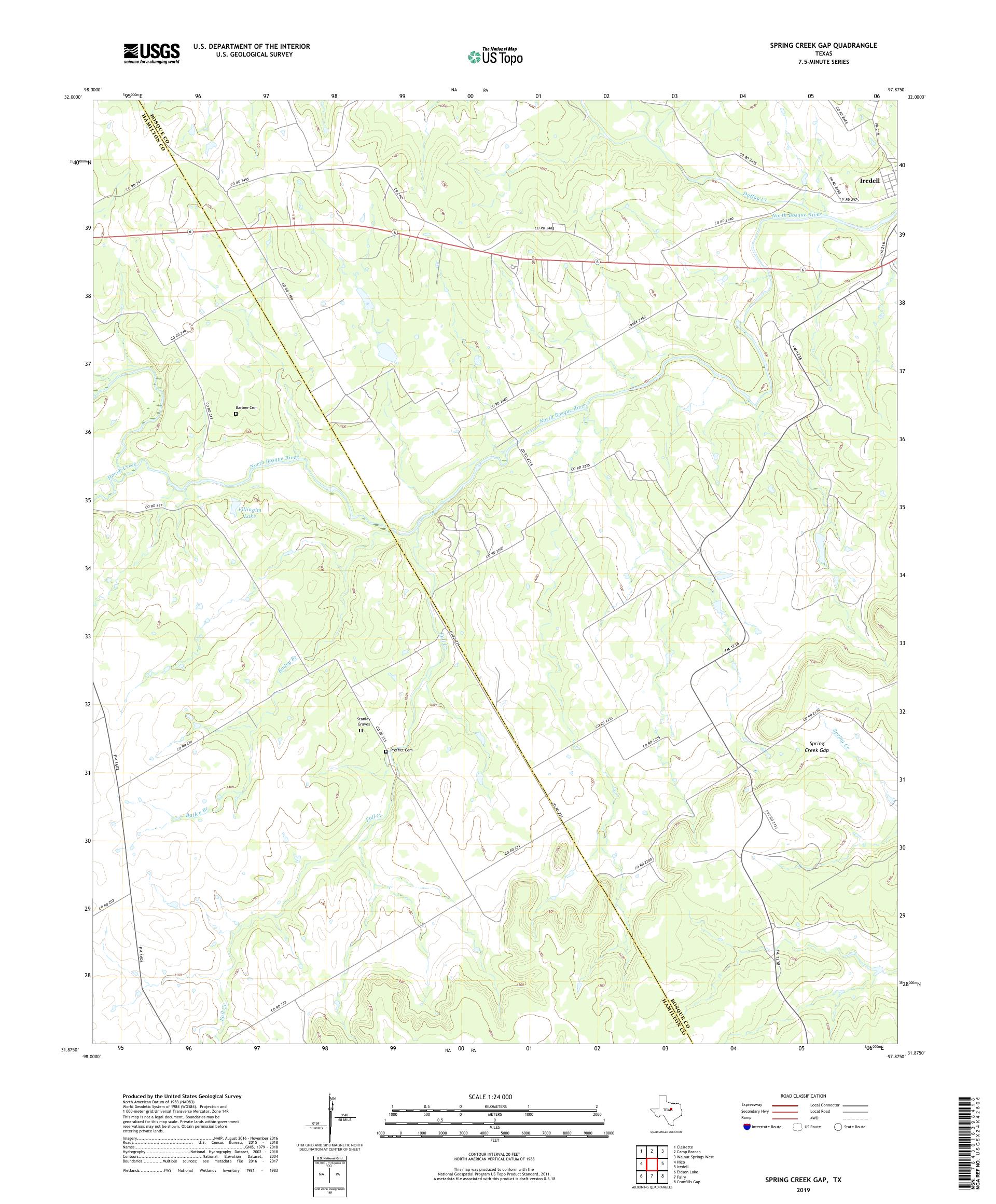 Spring Creek Gap Texas US Topo Map – MyTopo Map Store