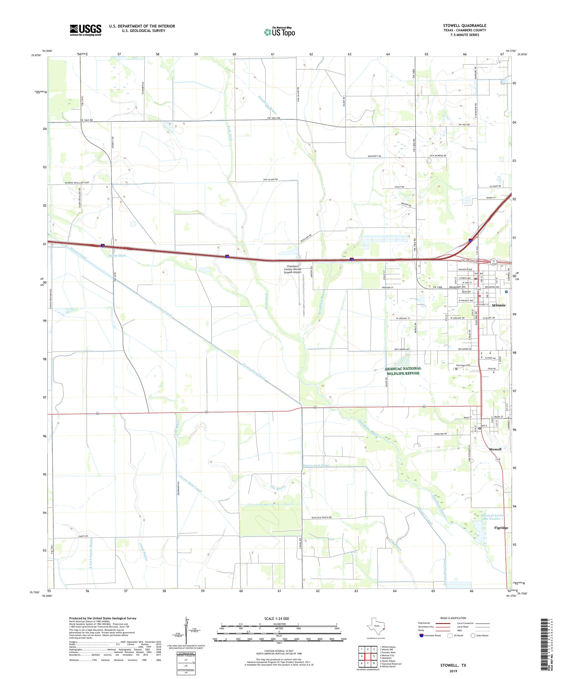 Stowell Texas US Topo Map – MyTopo Map Store