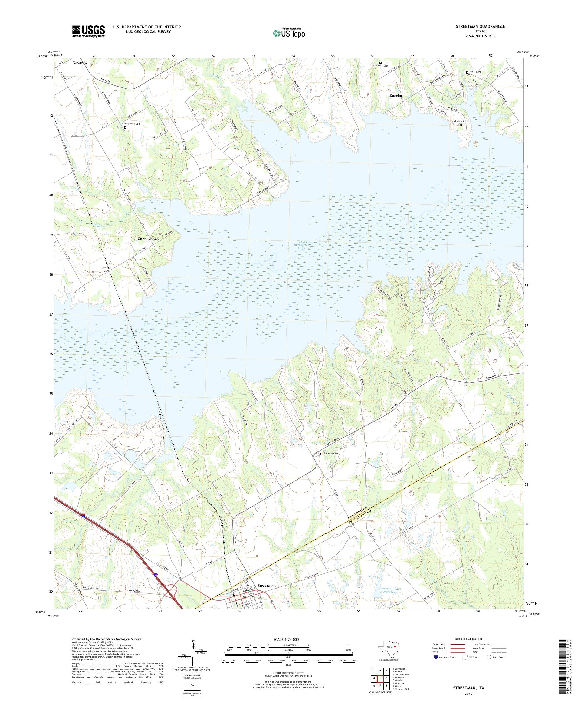 Streetman Texas US Topo Map – MyTopo Map Store