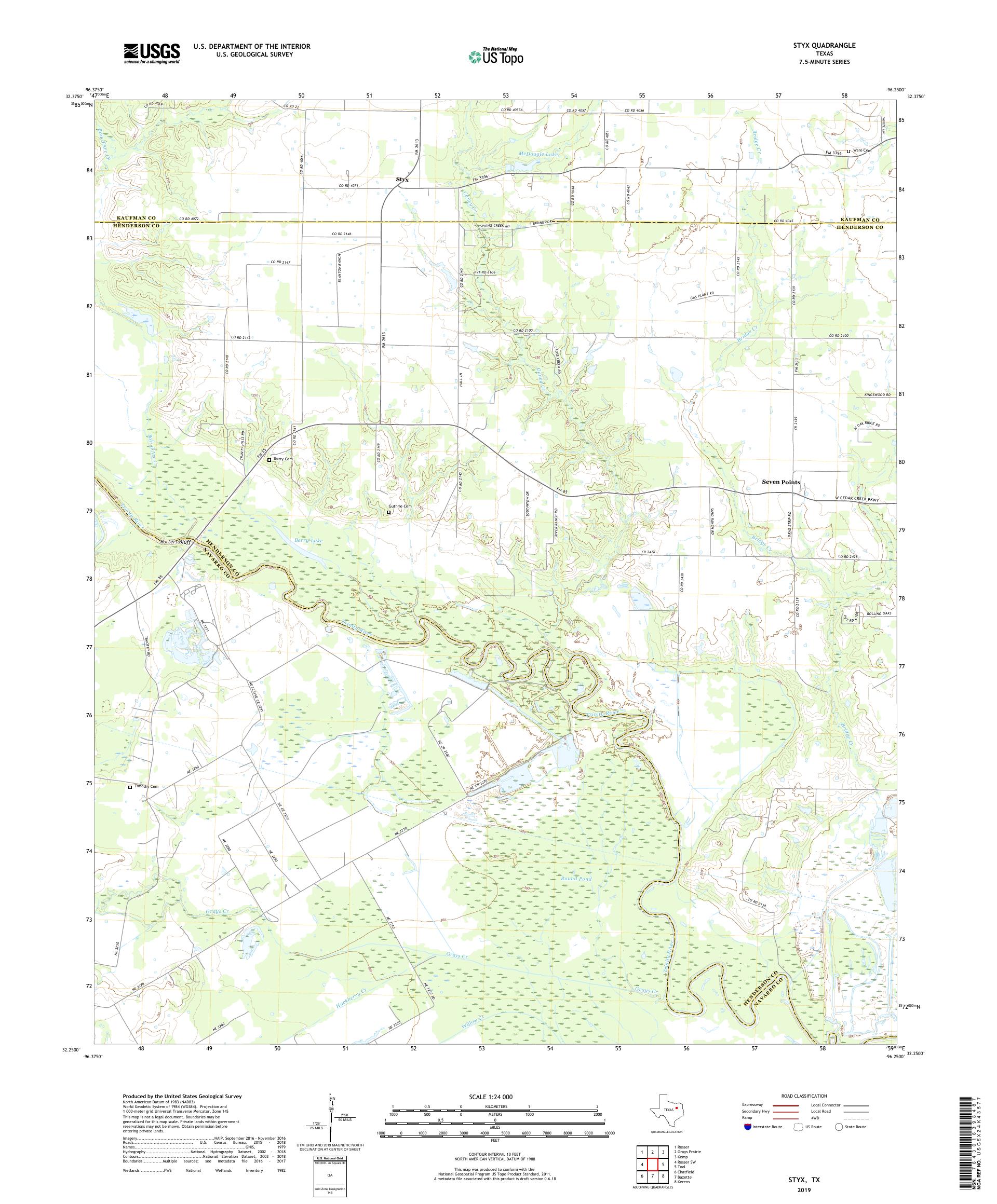 Styx Texas US Topo Map – MyTopo Map Store