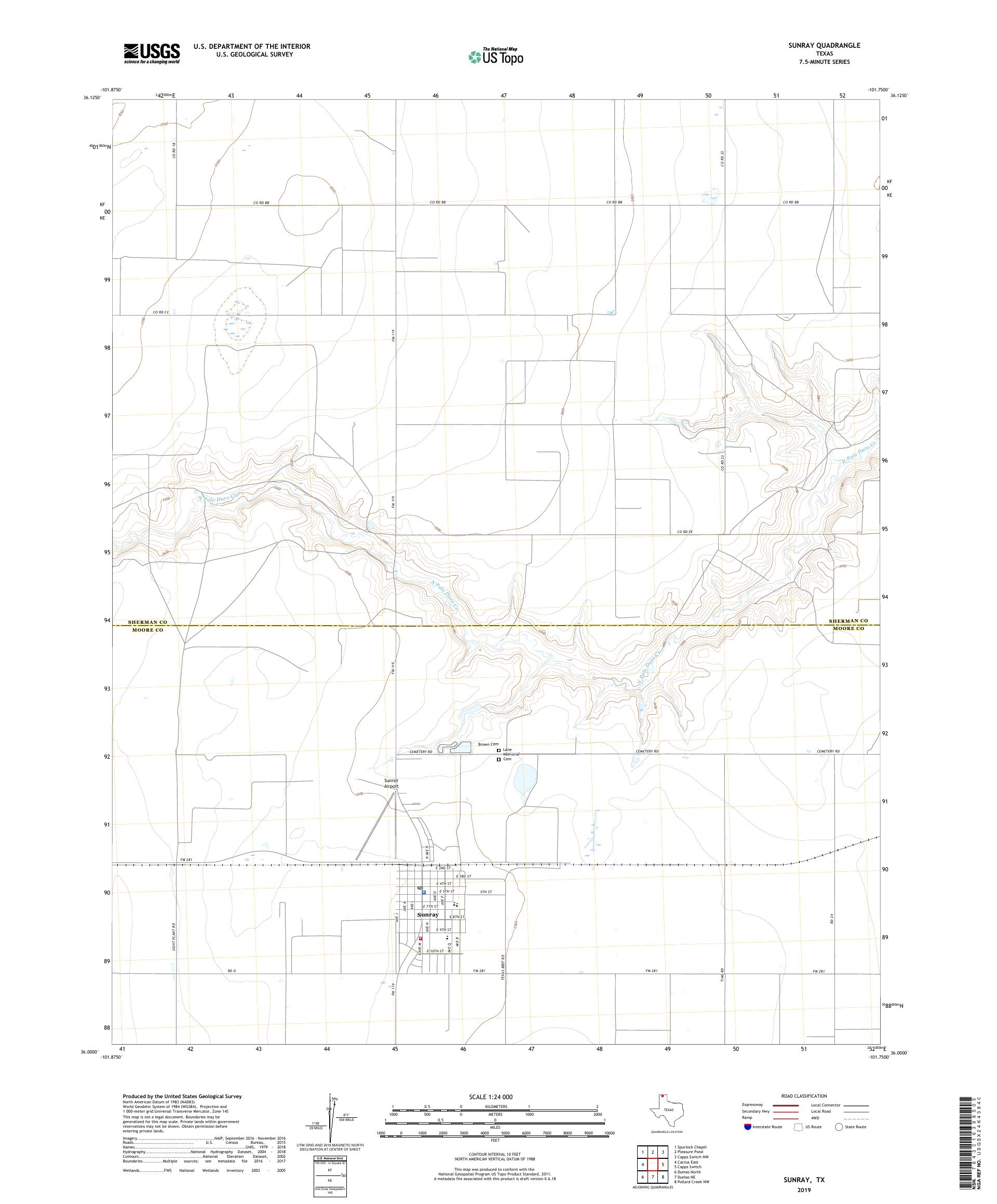 Sunray Texas US Topo Map – MyTopo Map Store