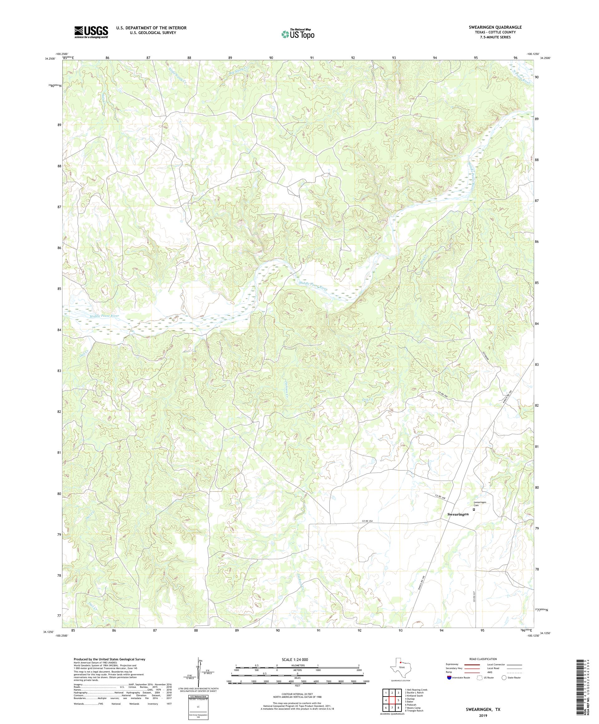 Swearingen Texas US Topo Map – MyTopo Map Store