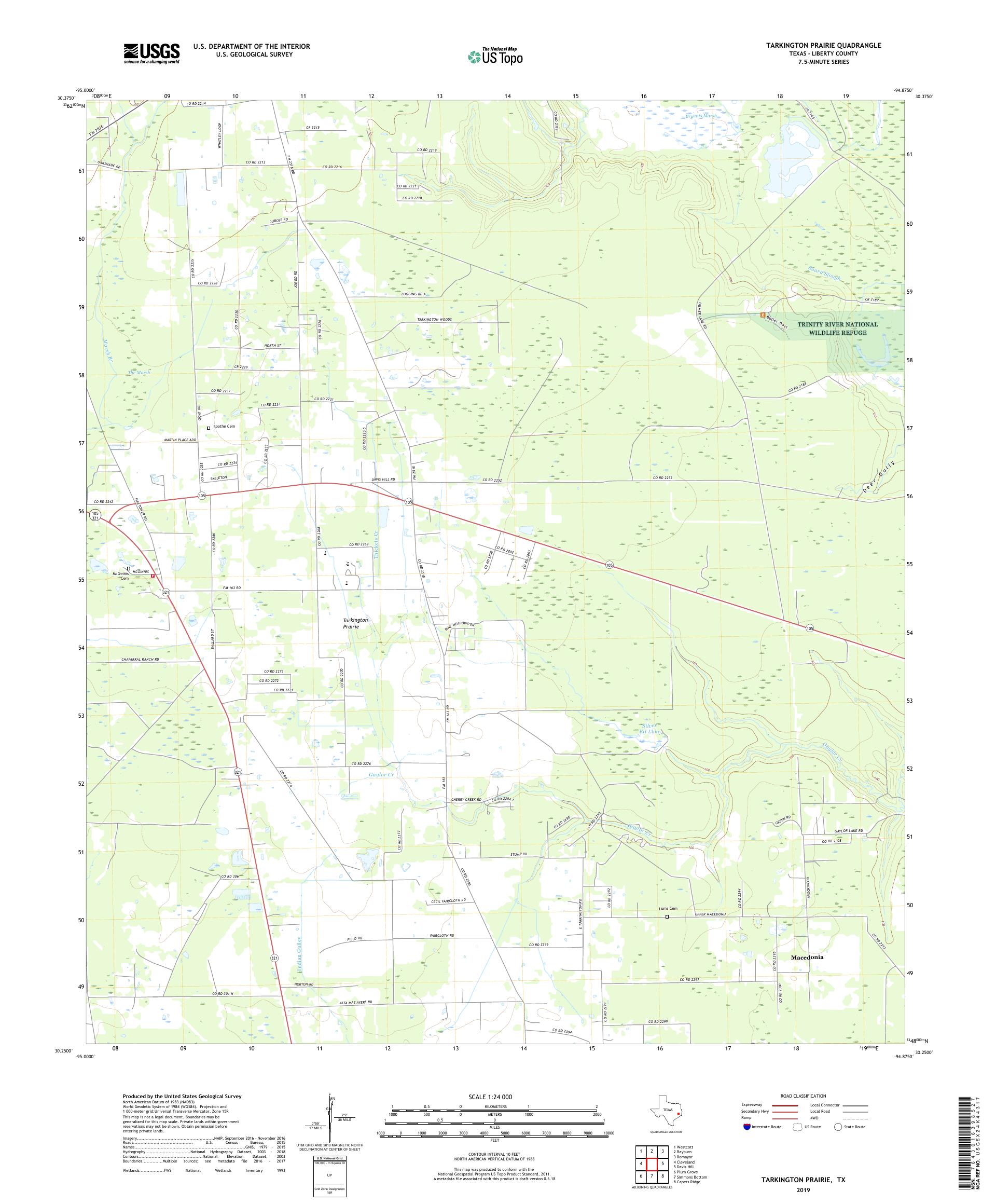 Tarkington Prairie Texas US Topo Map – MyTopo Map Store
