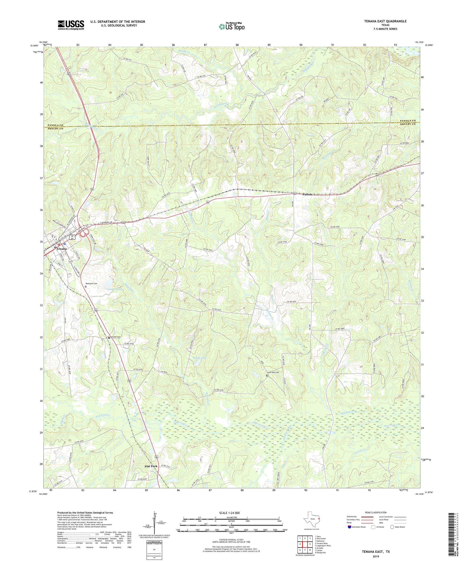 Tenaha East Texas US Topo Map – MyTopo Map Store
