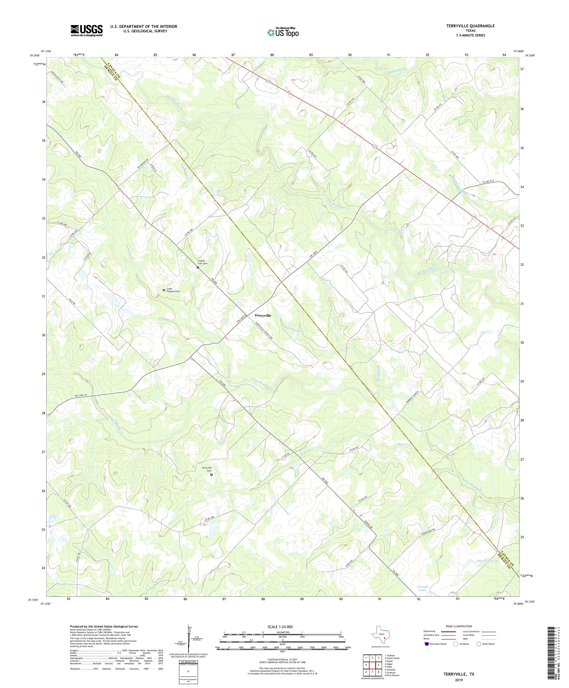 Terryville Texas US Topo Map – MyTopo Map Store