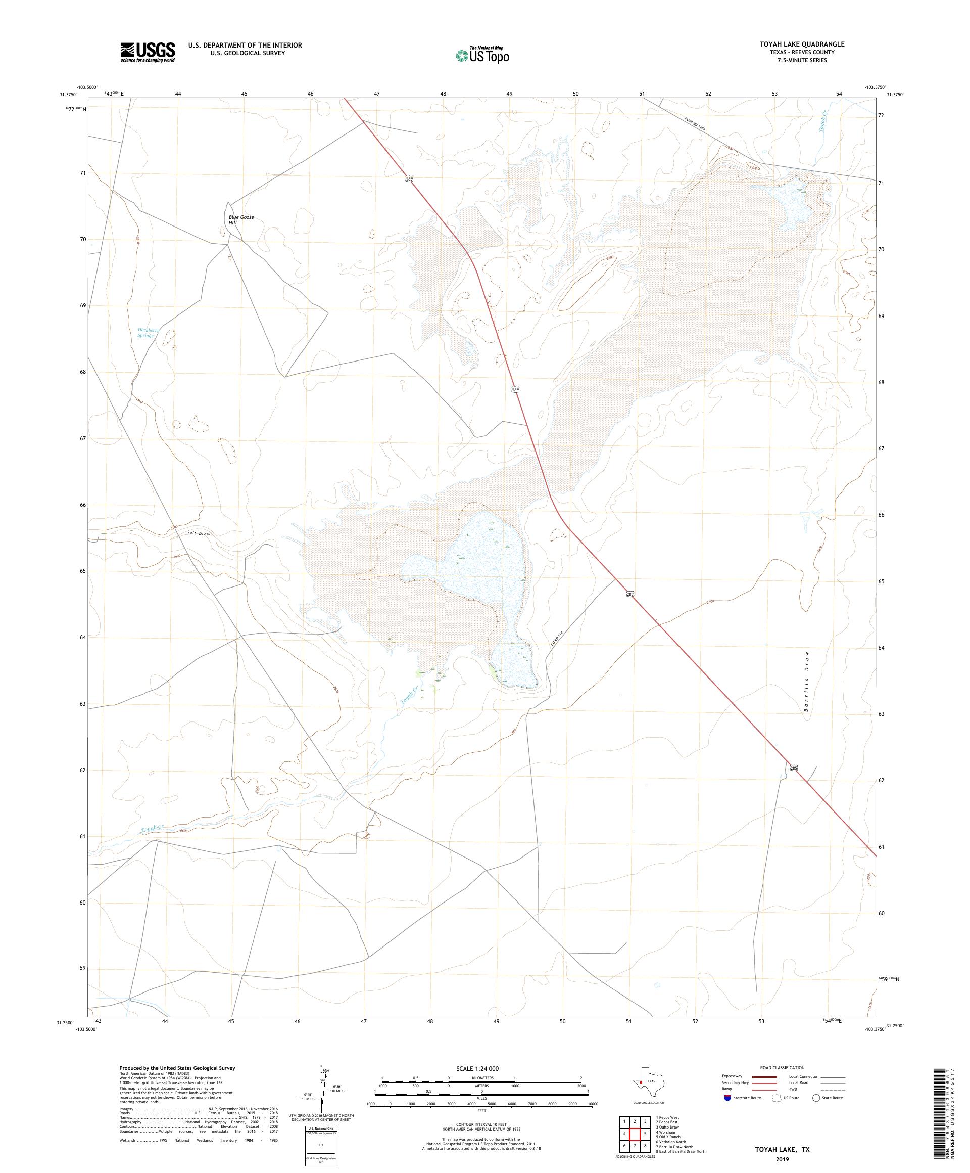 Toyah Lake Texas US Topo Map – MyTopo Map Store
