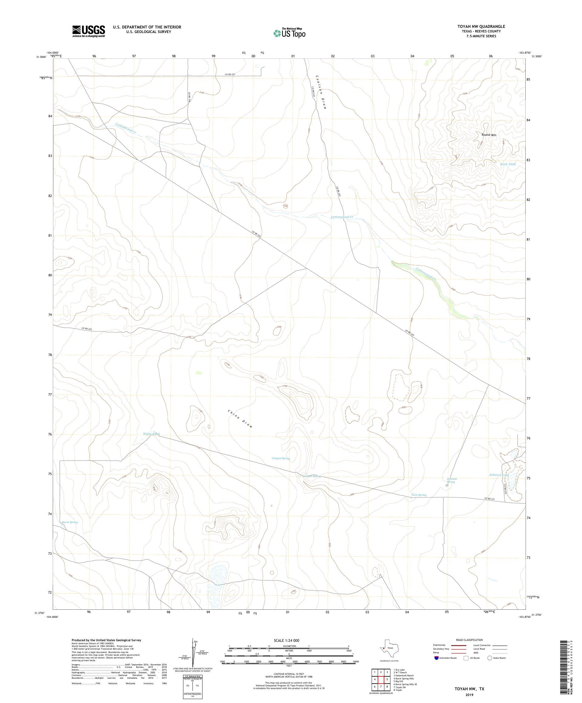 Toyah NW Texas US Topo Map – MyTopo Map Store