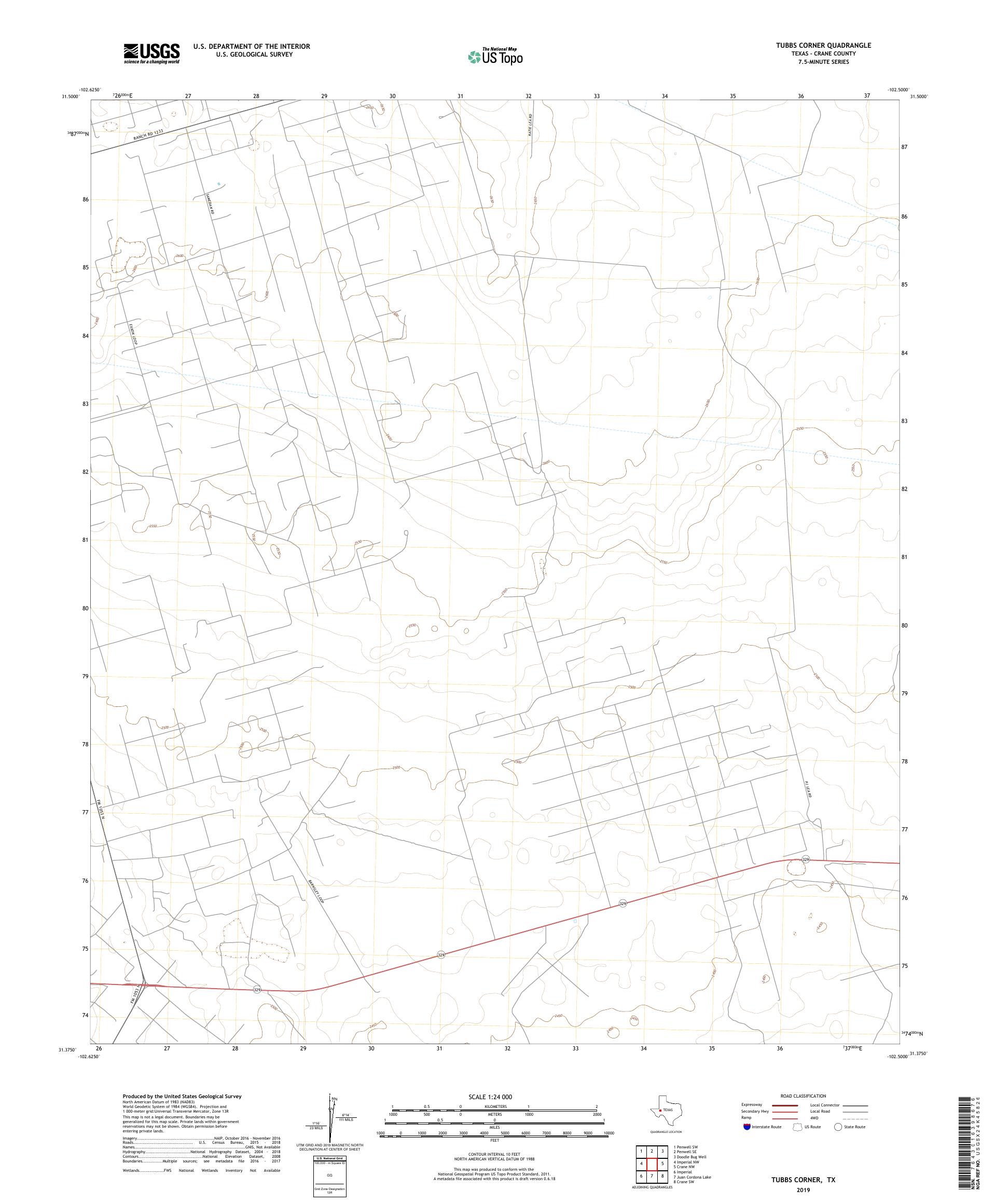 Tubbs Corner Texas US Topo Map – MyTopo Map Store