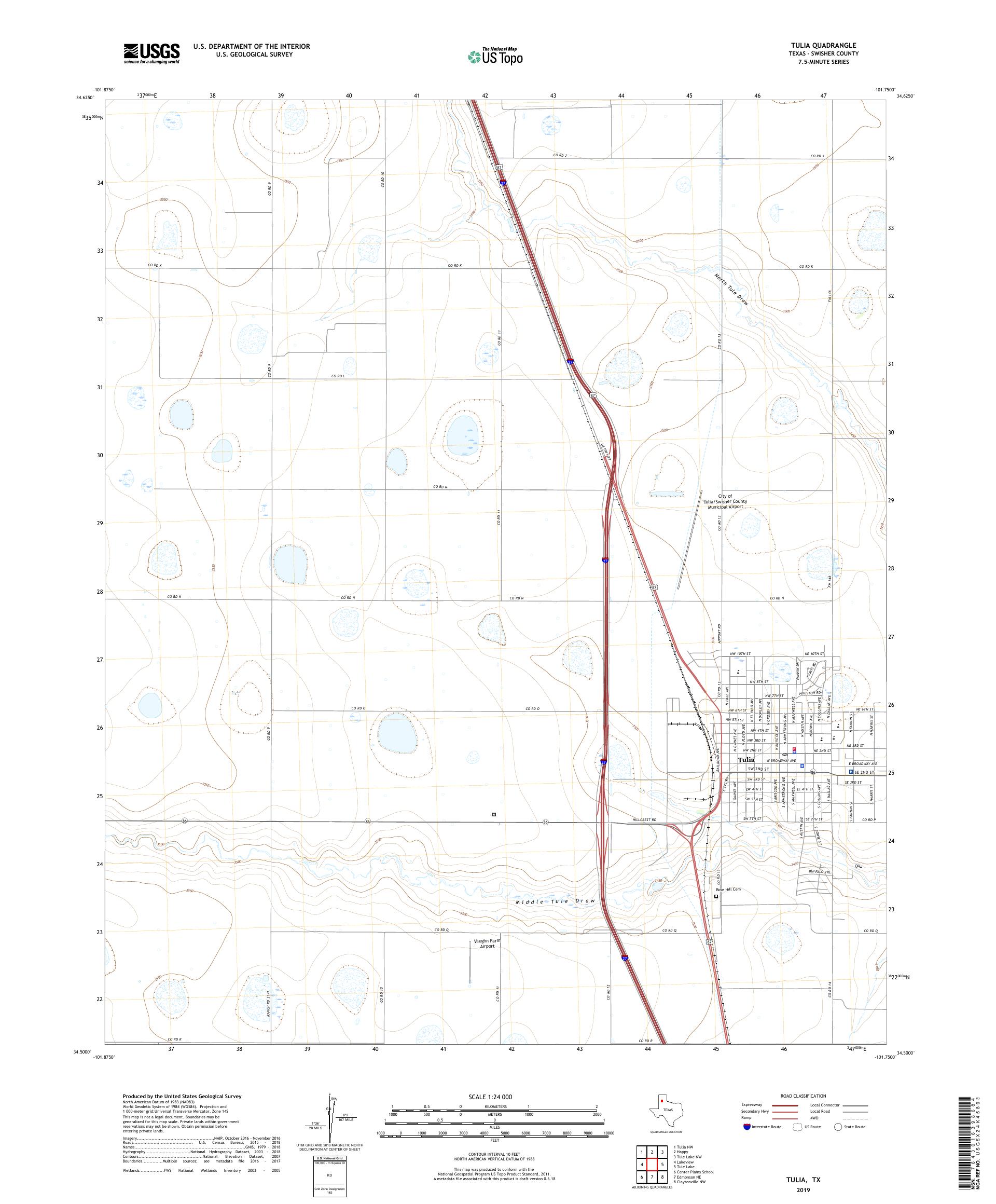 Tulia Texas US Topo Map – MyTopo Map Store
