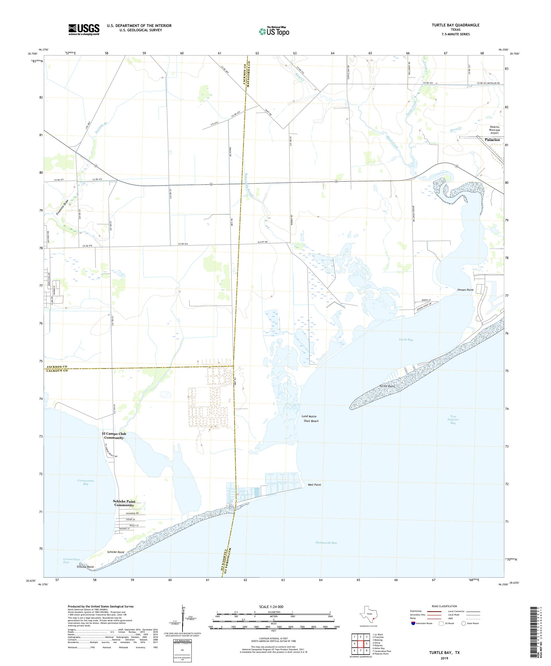 Turtle Bay Texas US Topo Map – MyTopo Map Store