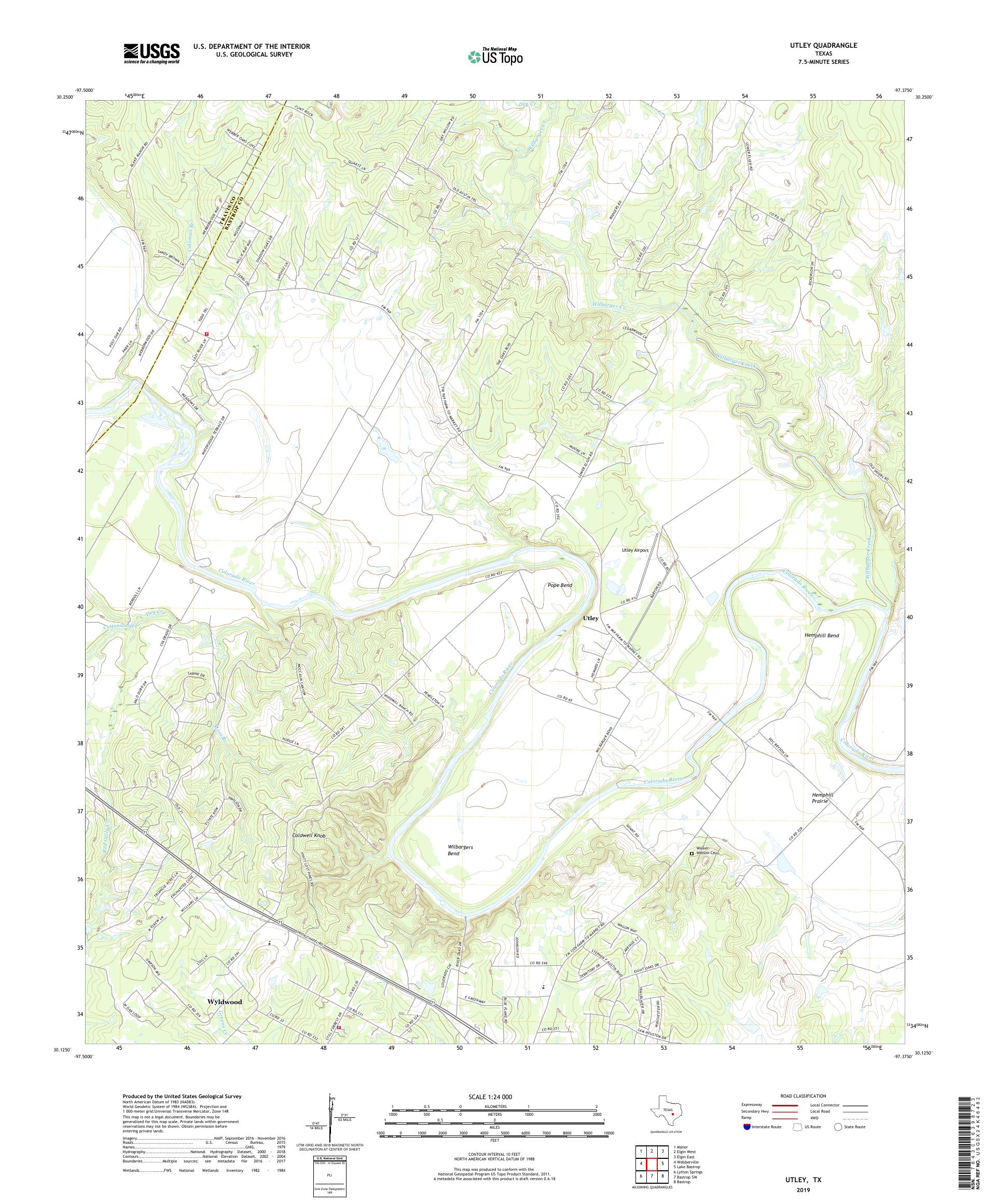 Utley Texas US Topo Map – MyTopo Map Store