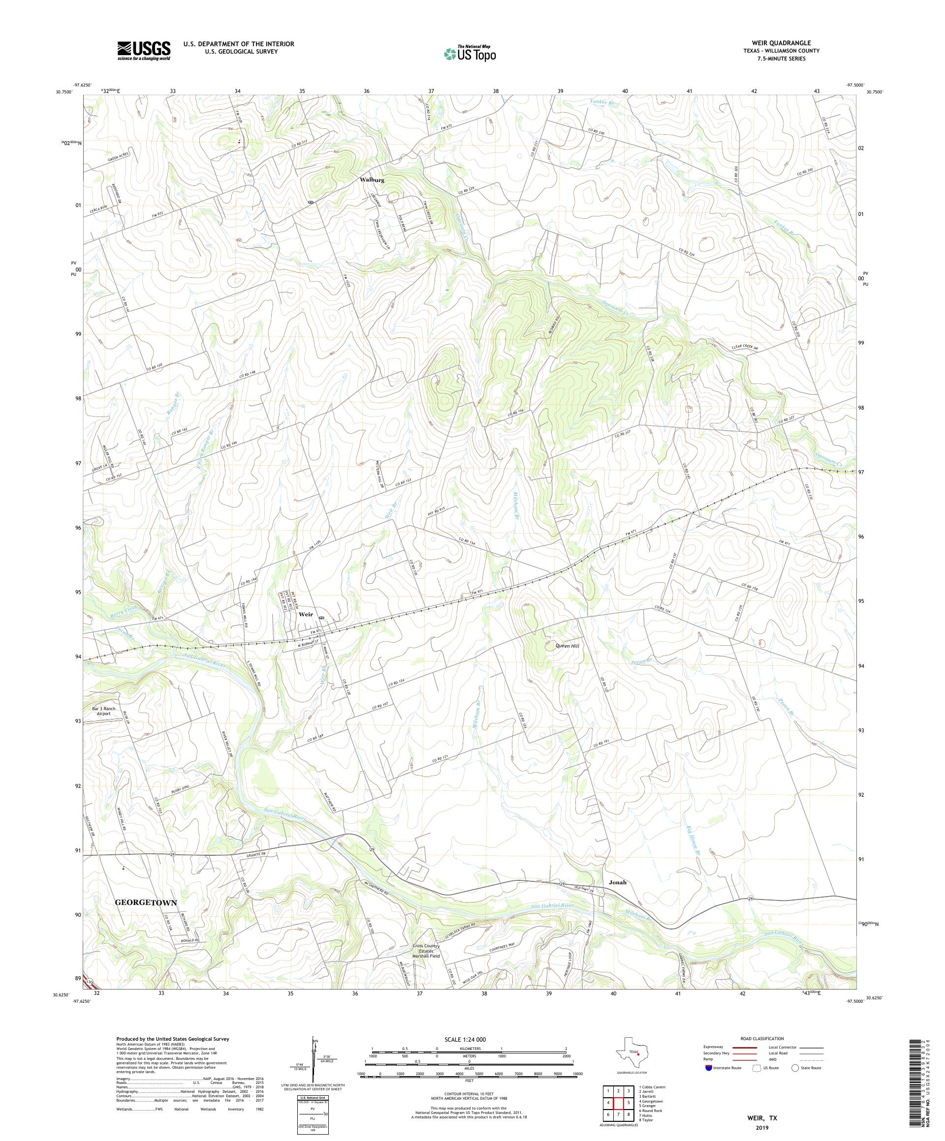 Weir Texas US Topo Map – MyTopo Map Store