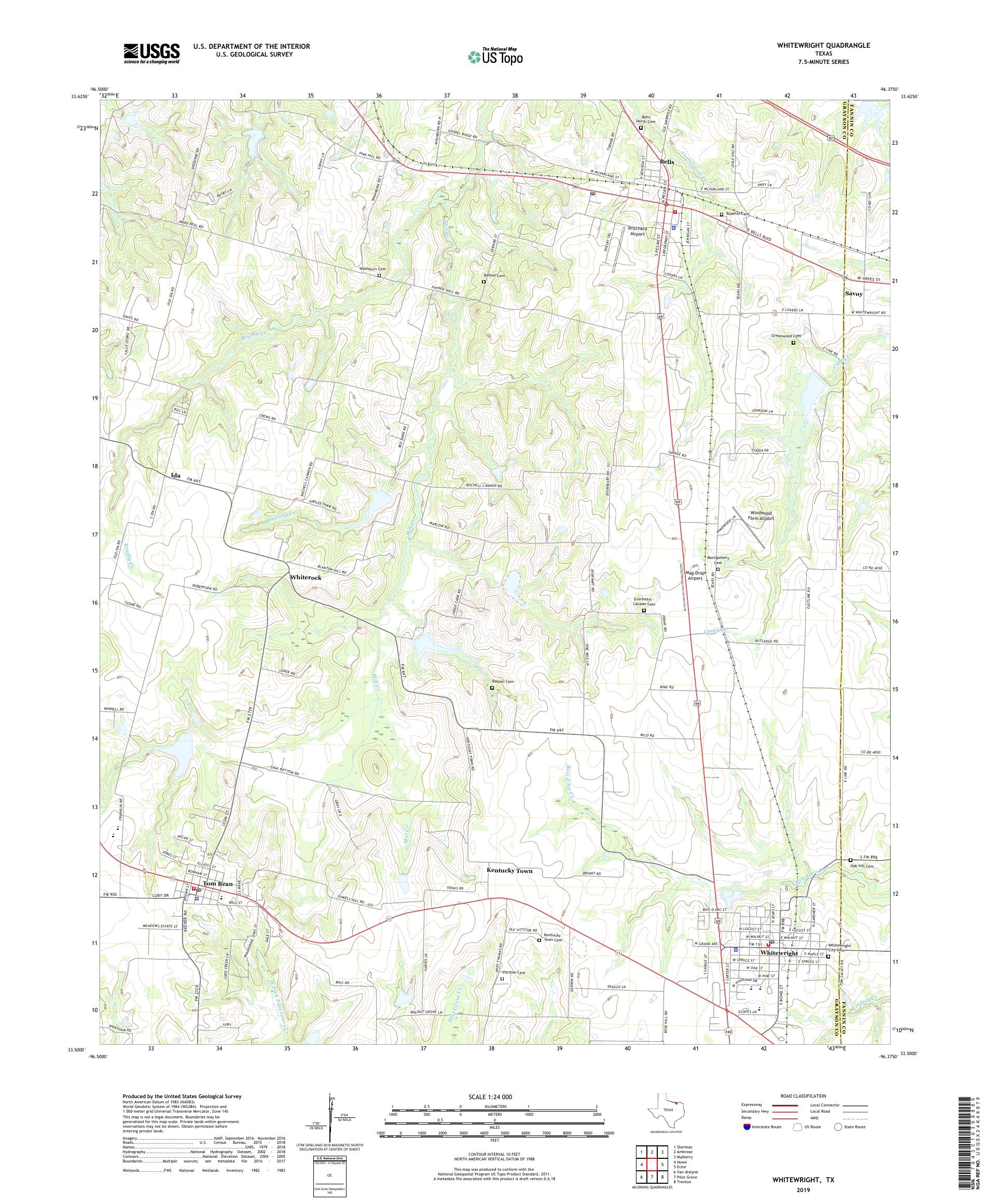 Whitewright Texas US Topo Map – MyTopo Map Store