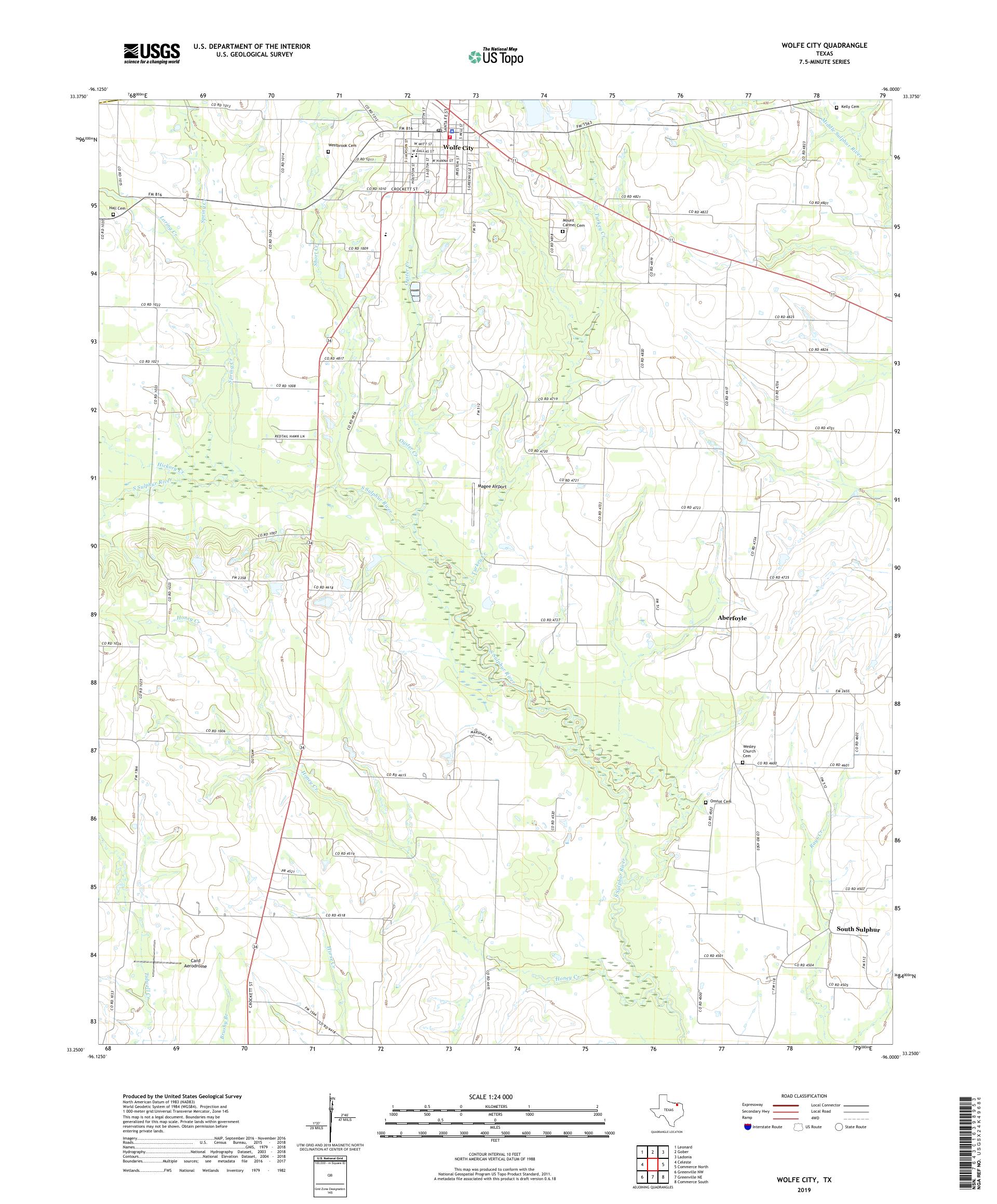 Wolfe City Texas US Topo Map – MyTopo Map Store