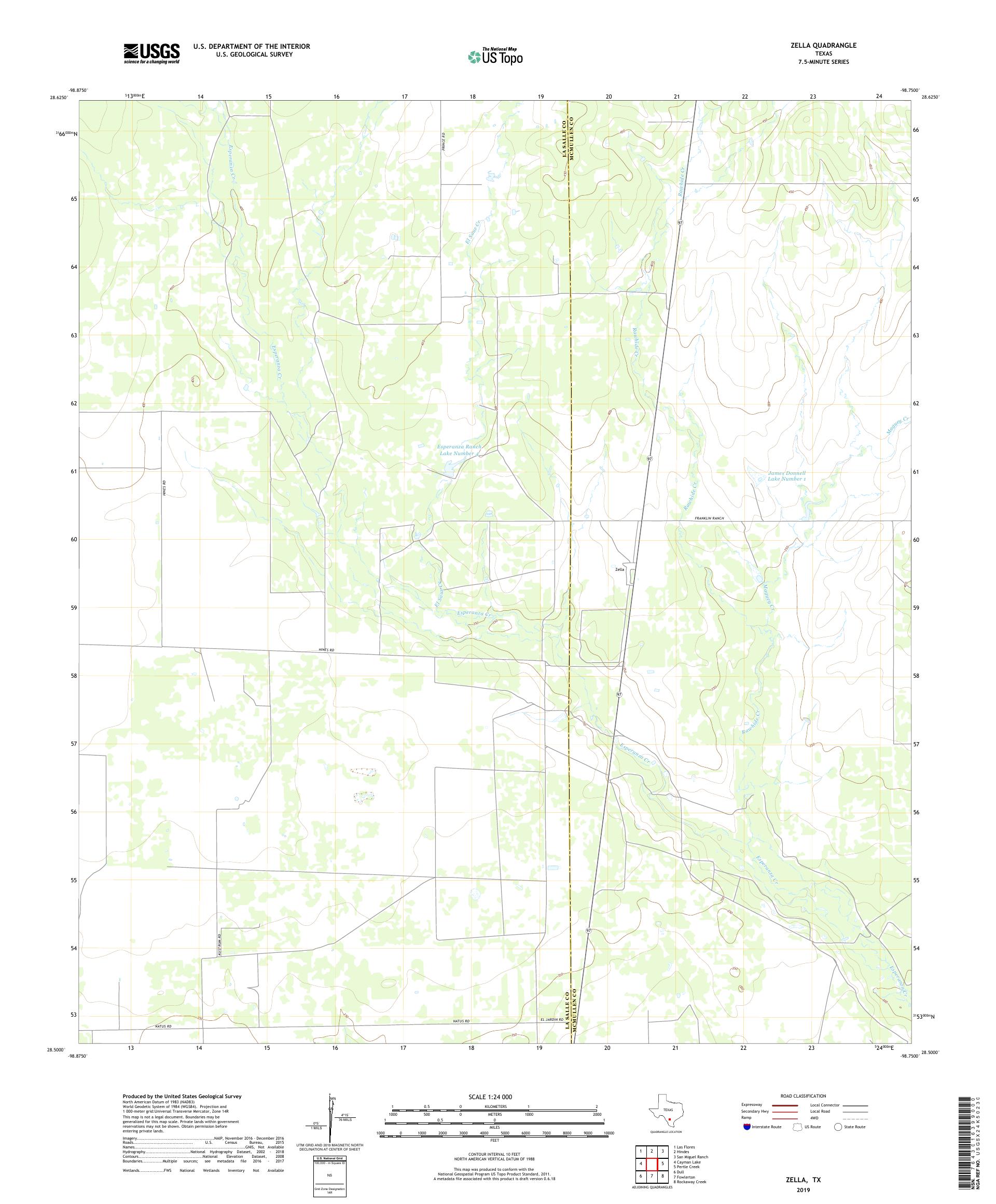 Zella Texas US Topo Map – MyTopo Map Store