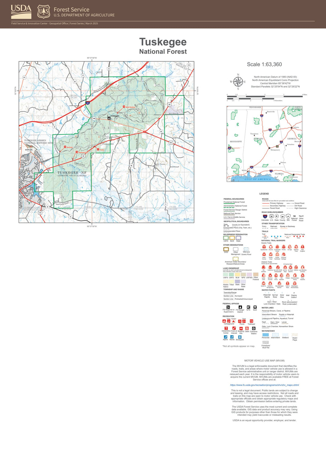 Tuskegee National Forest Maps – MyTopo Map Store