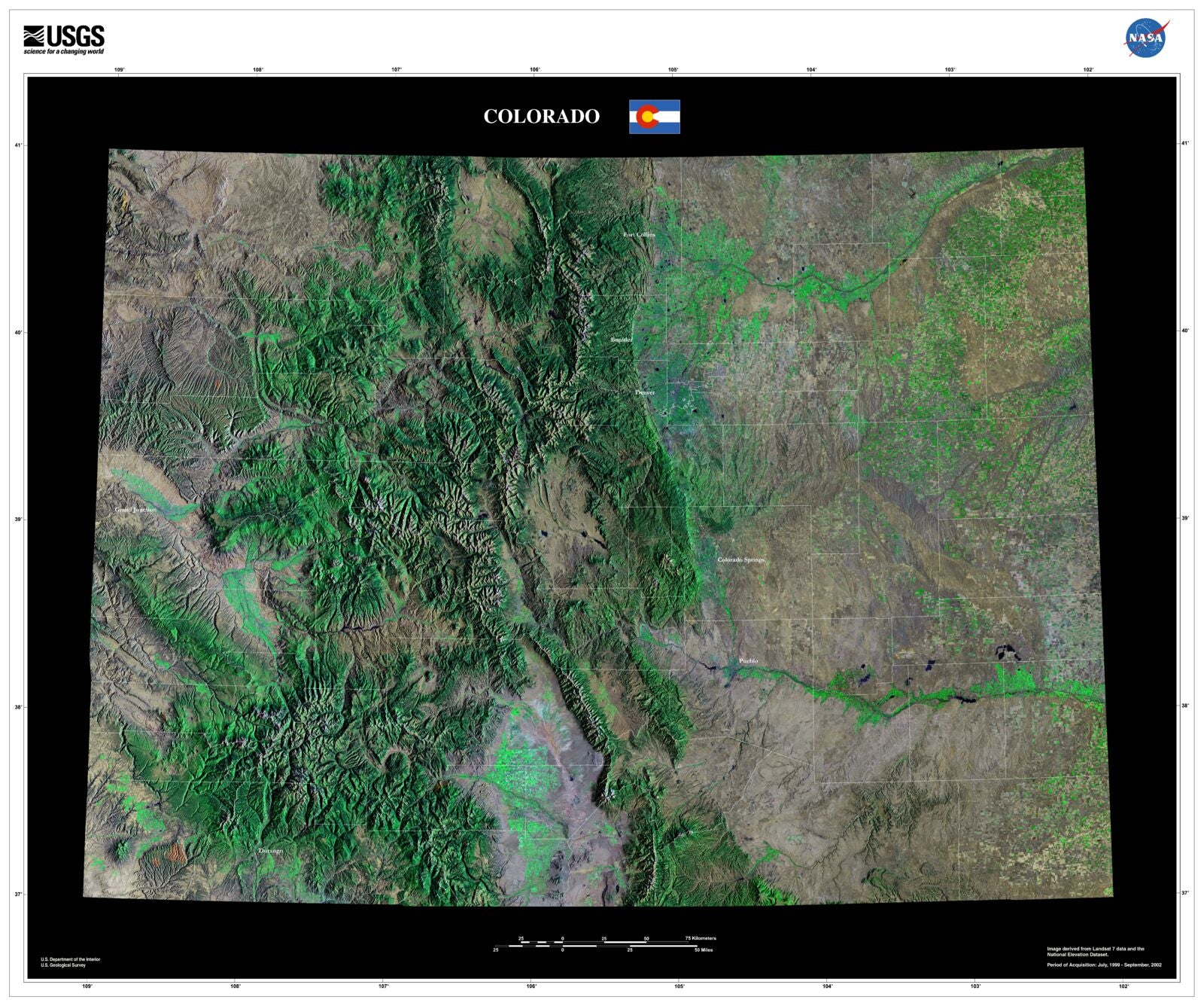 State of Colorado Satellite Map – MyTopo Map Store