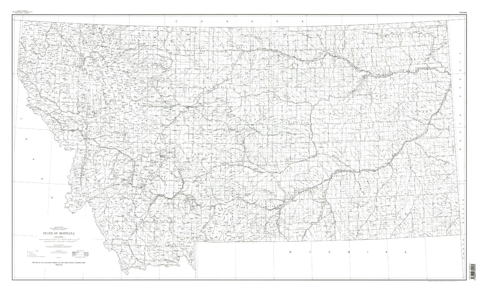 State of Montana Line Drawing Map – MyTopo Map Store