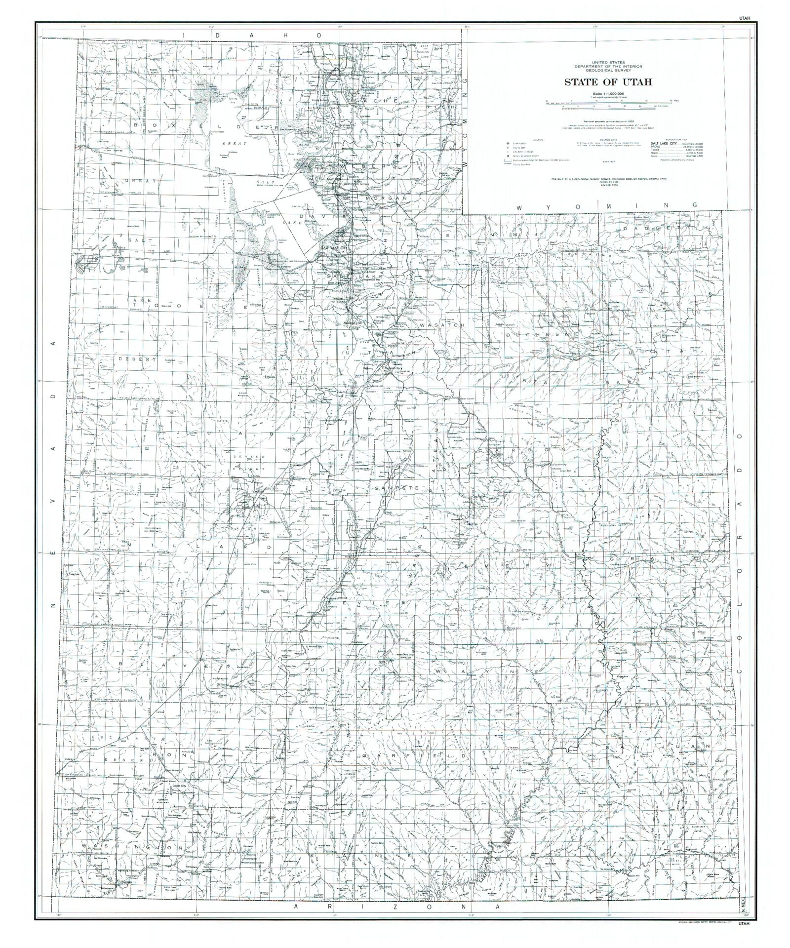 State of Utah Line Drawing Map – MyTopo Map Store