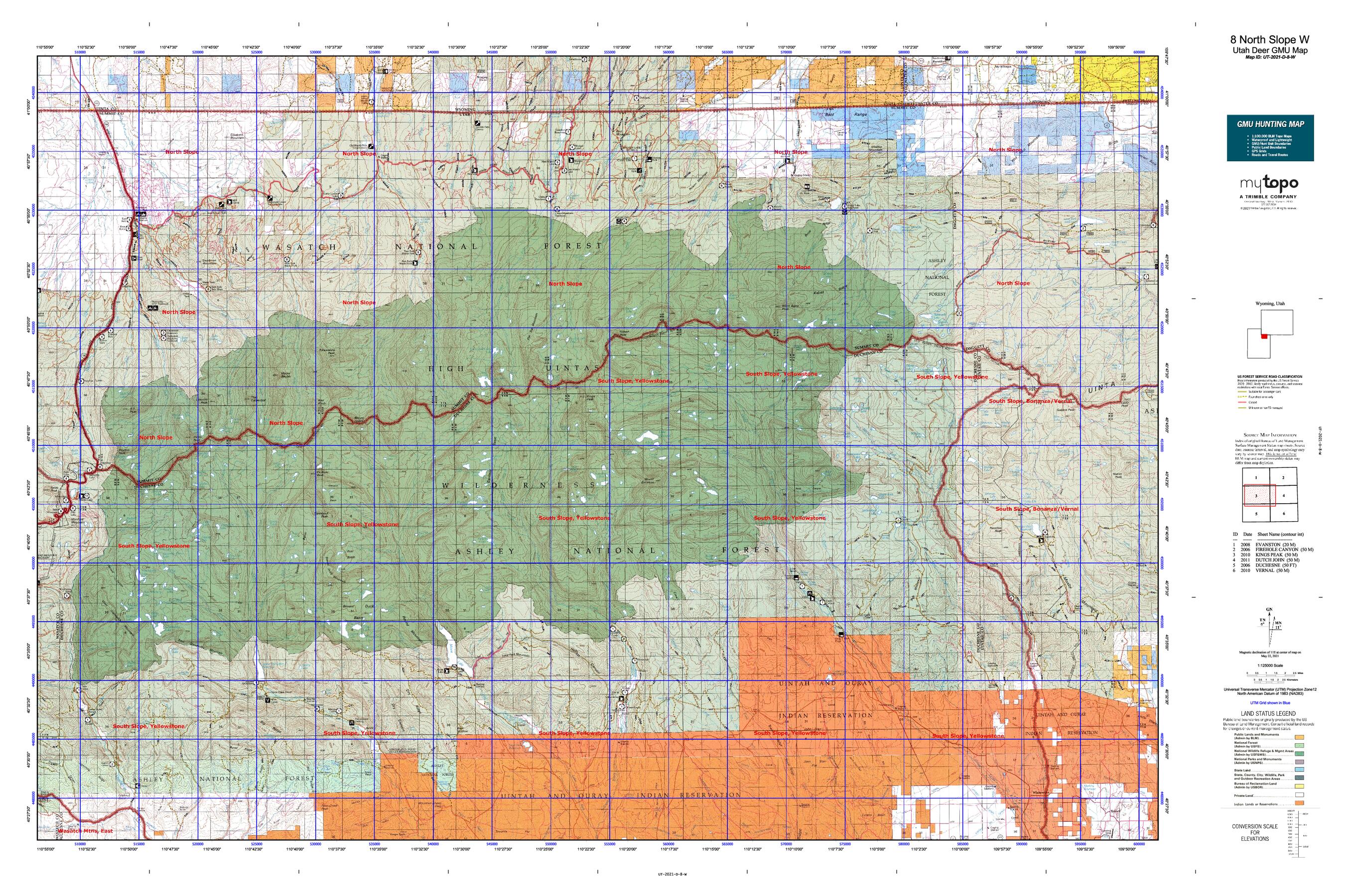 Utah Deer GMU 8 North Slope W Map – MyTopo Map Store