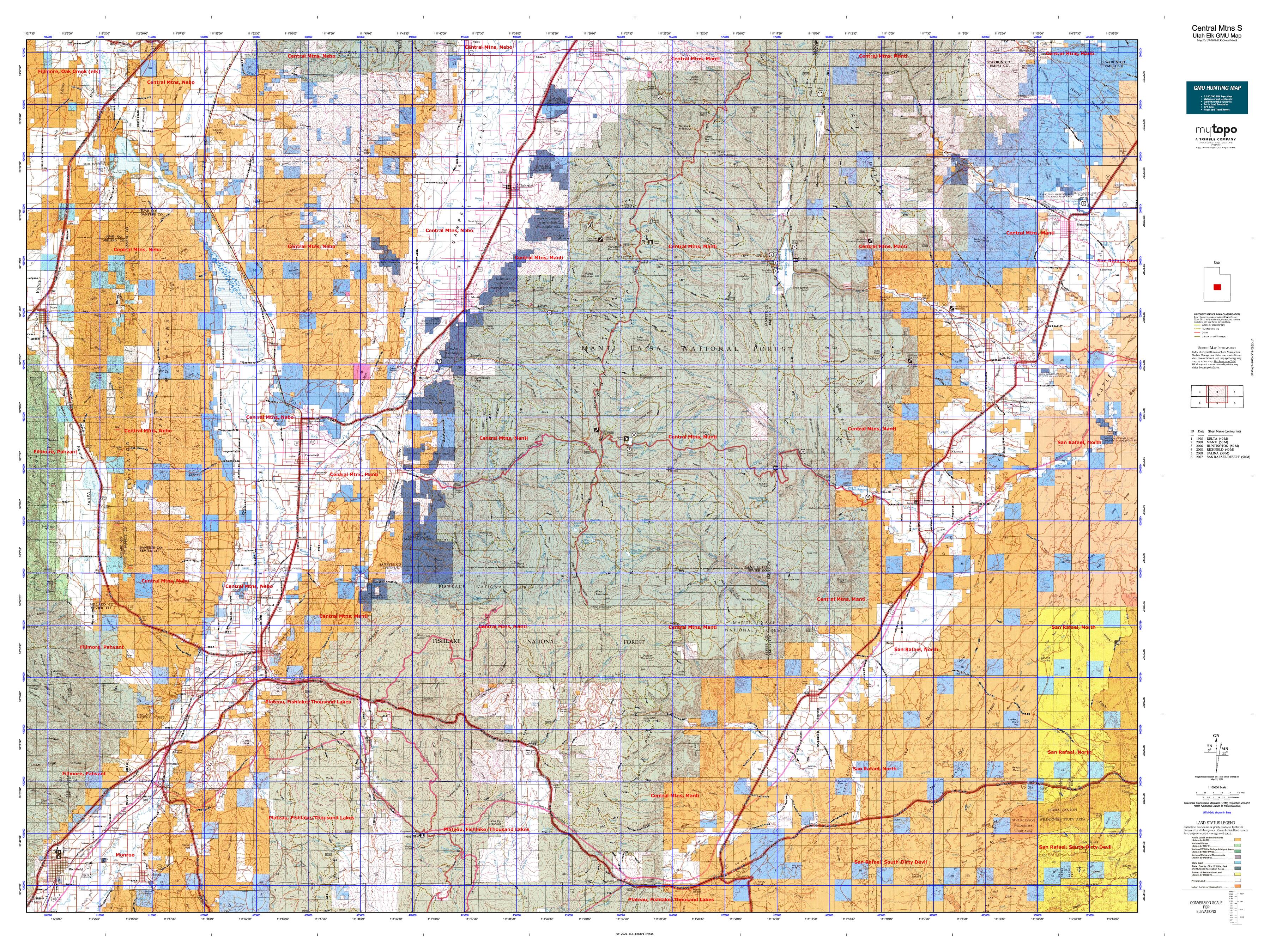 Utah Elk GMU Central Mtns S Map – MyTopo Map Store