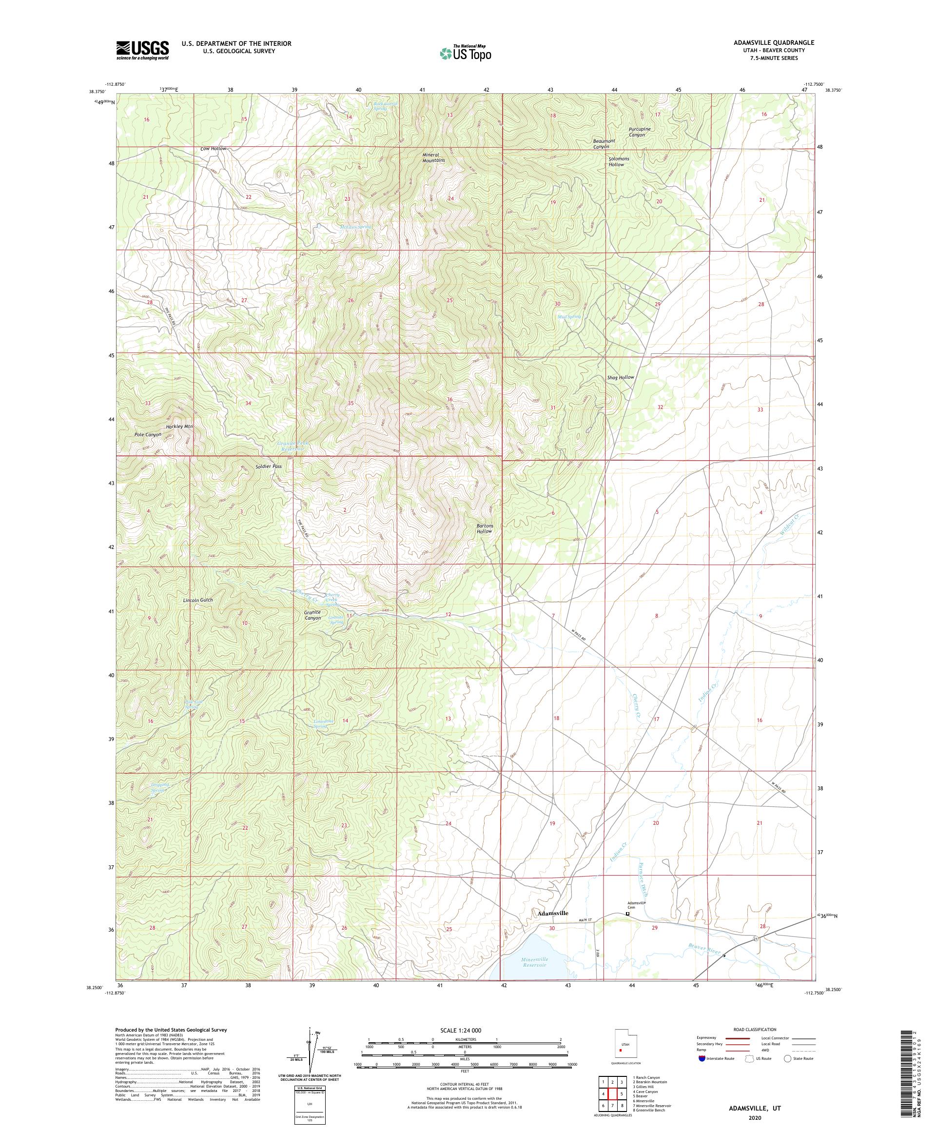Adamsville Utah US Topo Map – MyTopo Map Store