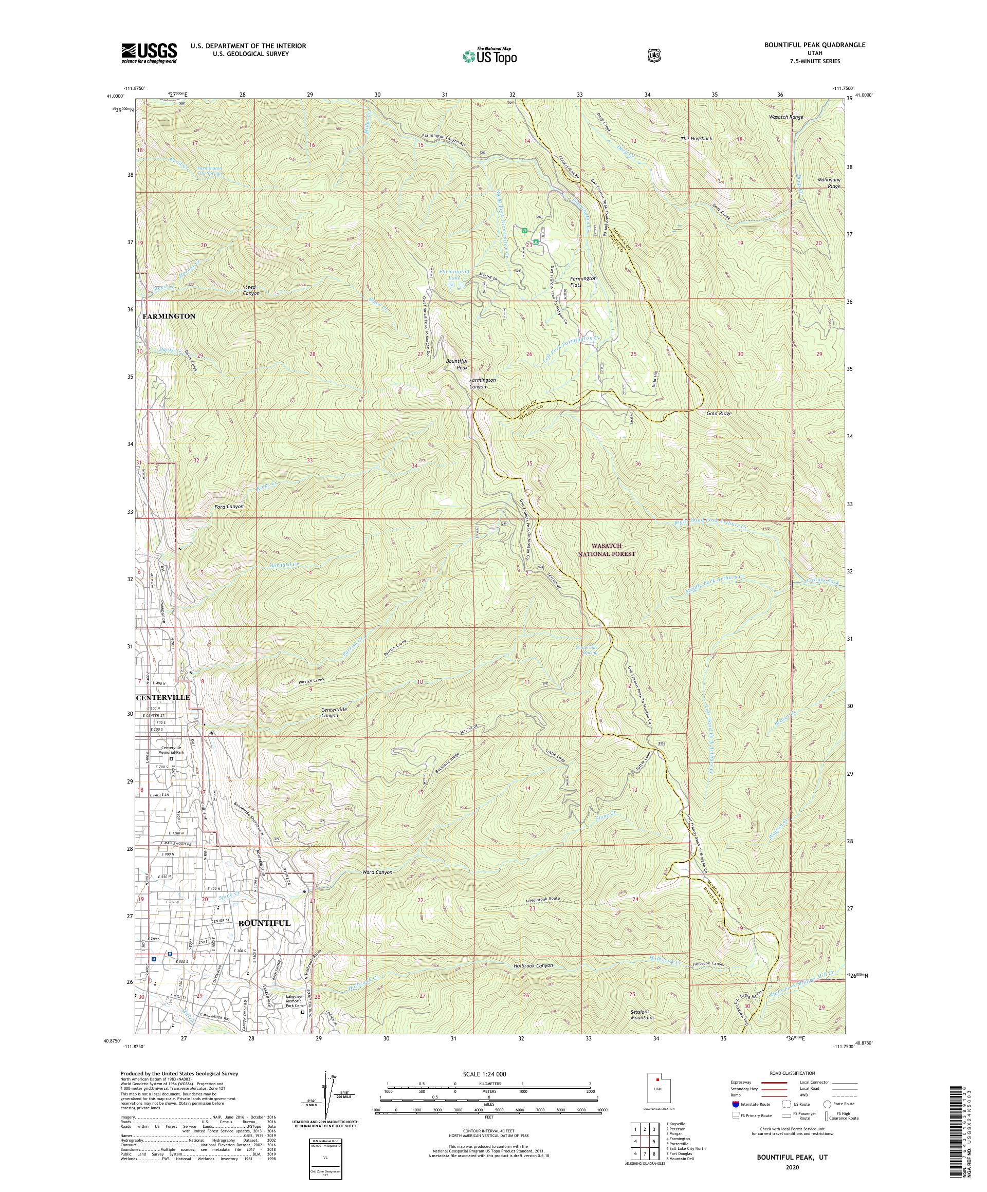 Bountiful Peak Utah US Topo Map – MyTopo Map Store