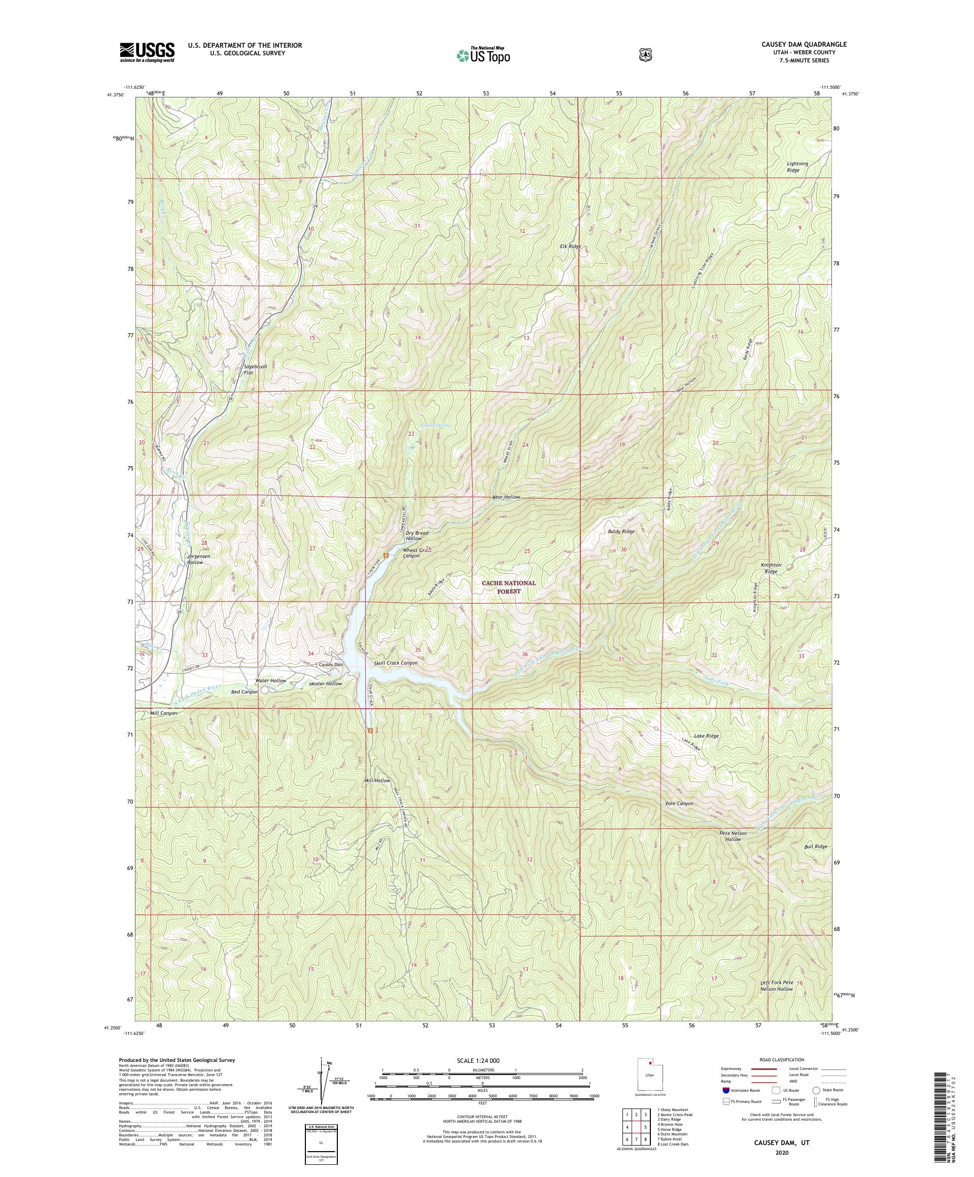 Causey Dam Utah US Topo Map – MyTopo Map Store