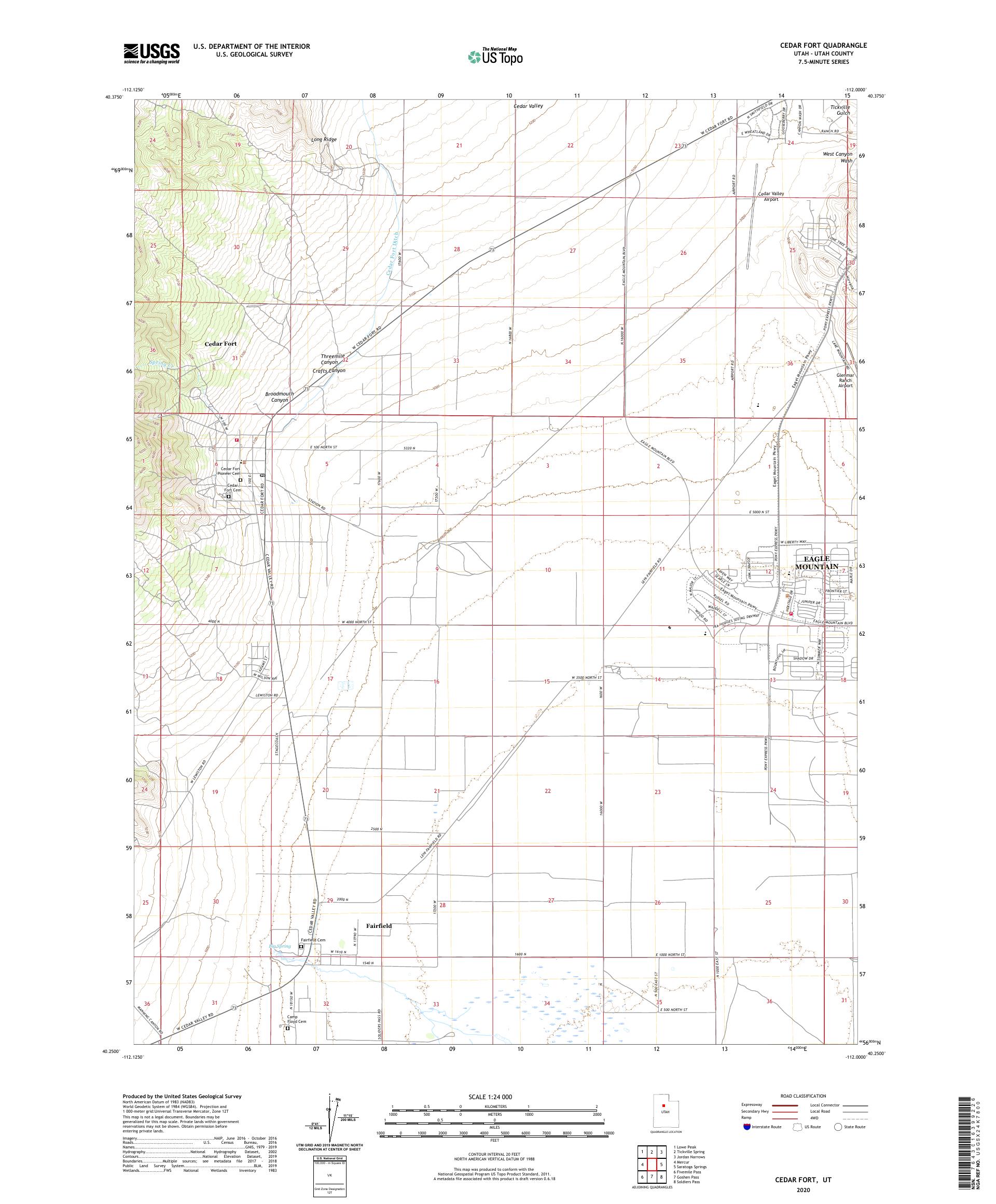 Cedar Fort Utah US Topo Map – MyTopo Map Store