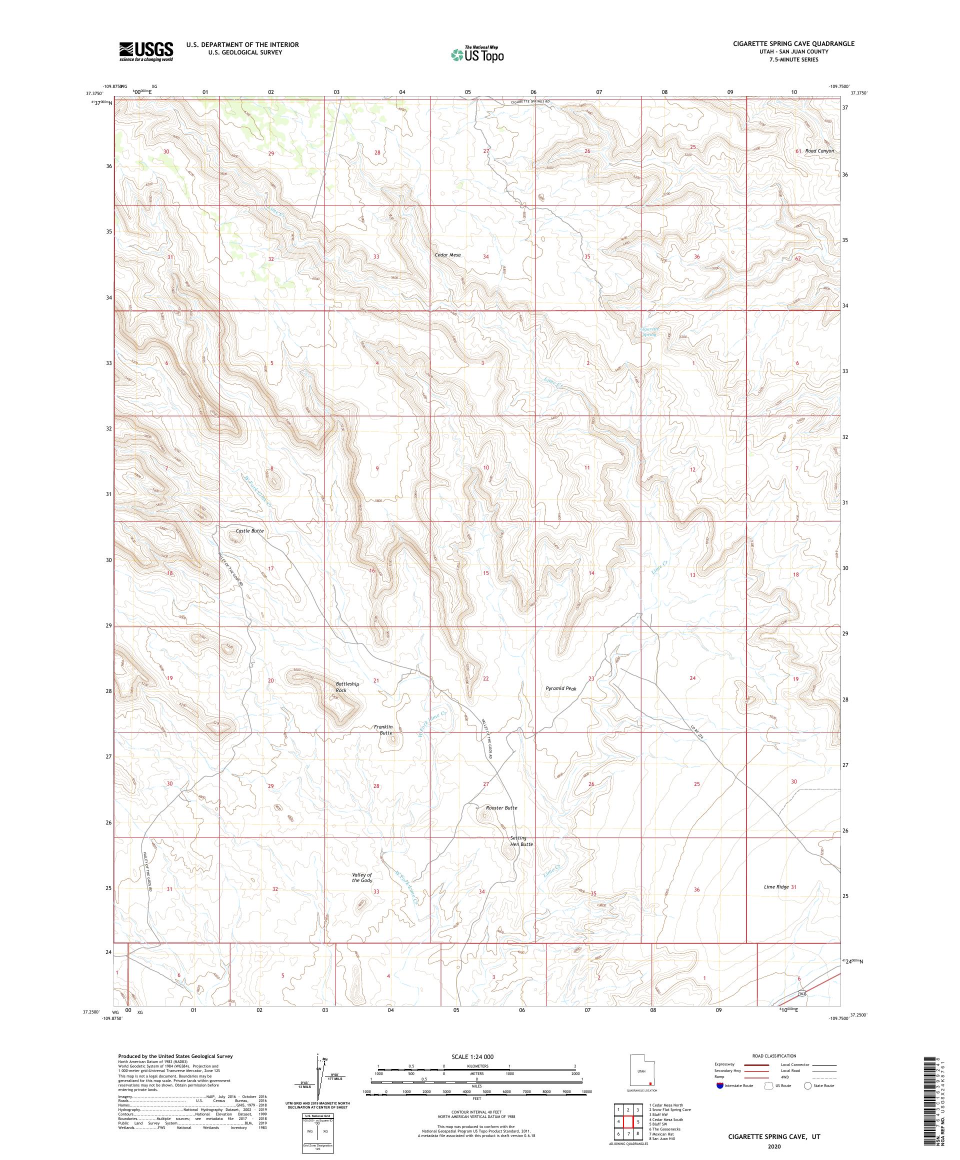 Cigarette Spring Cave Utah US Topo Map – MyTopo Map Store